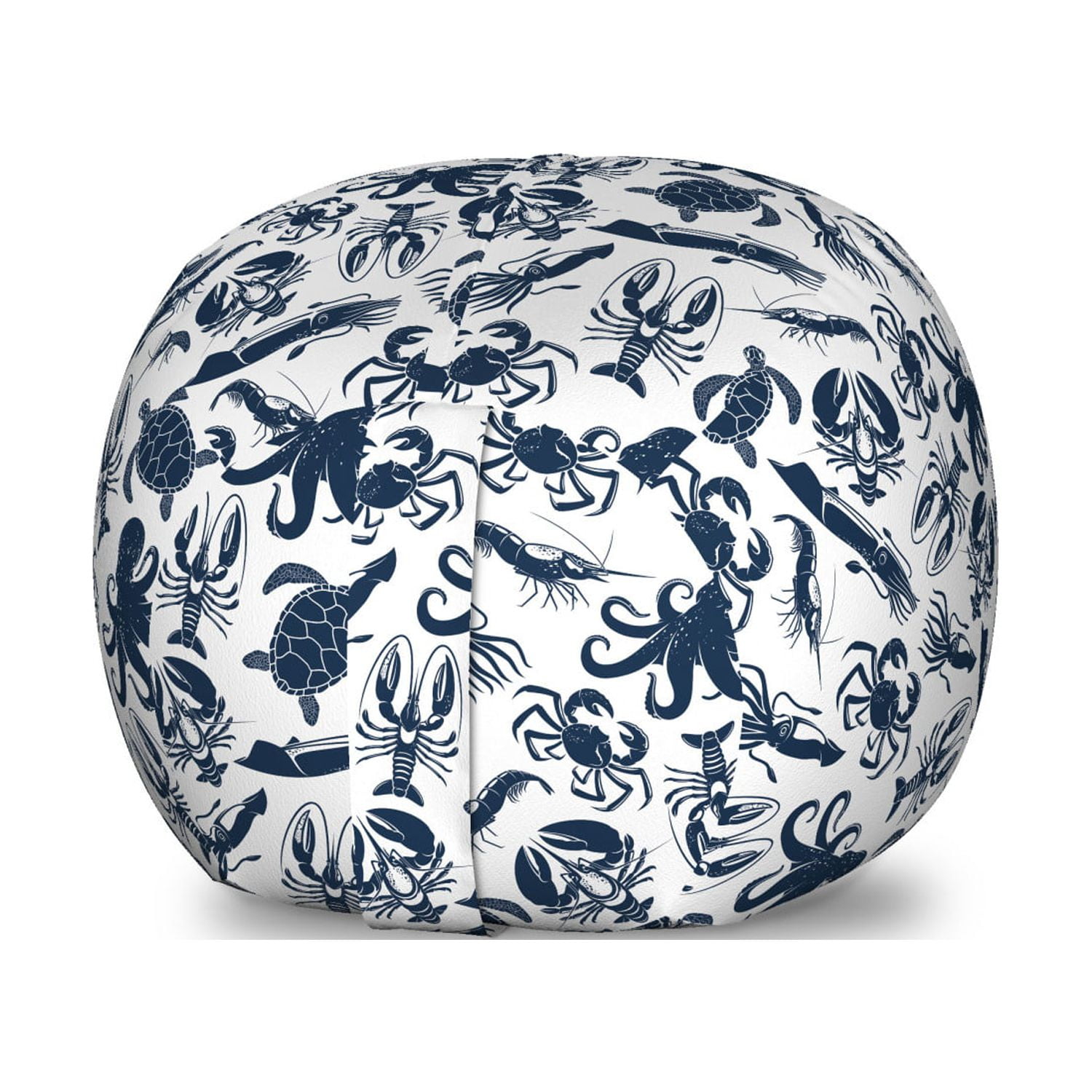 Nautical Storage Toy Bag Chair, Sea Creatures Demonstration in Monotone ...