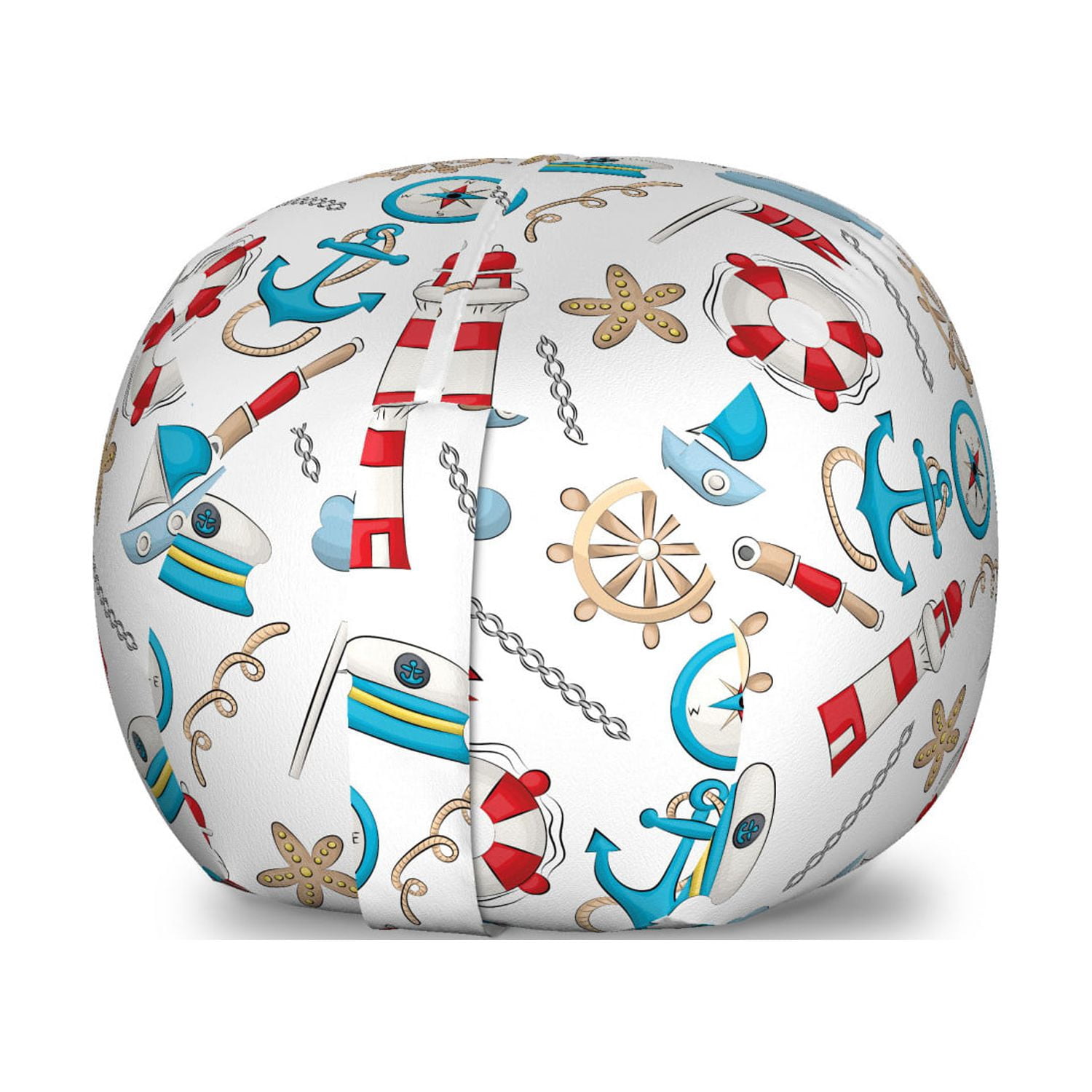 Nautical Storage Toy Bag Chair, Sea Lighthouse Steering Wheel Life ...