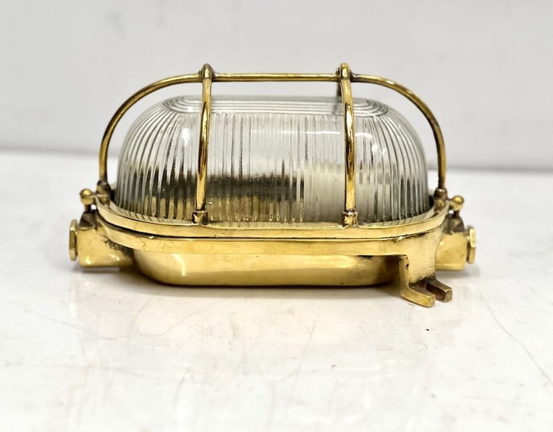 Nautical Style Brass Oval Bulkhead Light – Wall or Ceiling Mount Marine ...