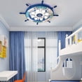 Nautical Style Ceiling Flush Light with Rudder Wood Shade, Upthehill 8 ...