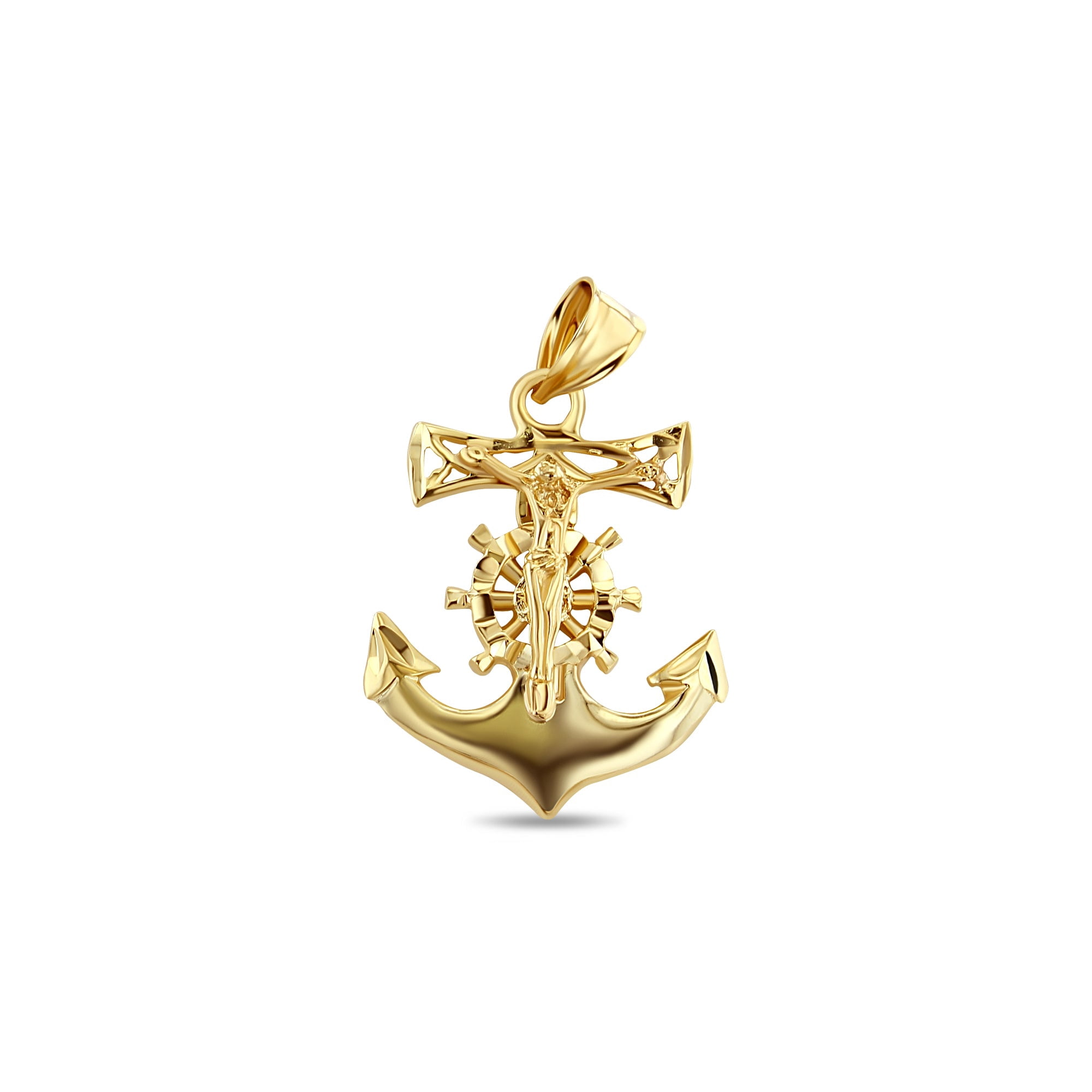 Nautical Style Crucifix Cross on Anchor with Diamond Cuts - Walmart.com