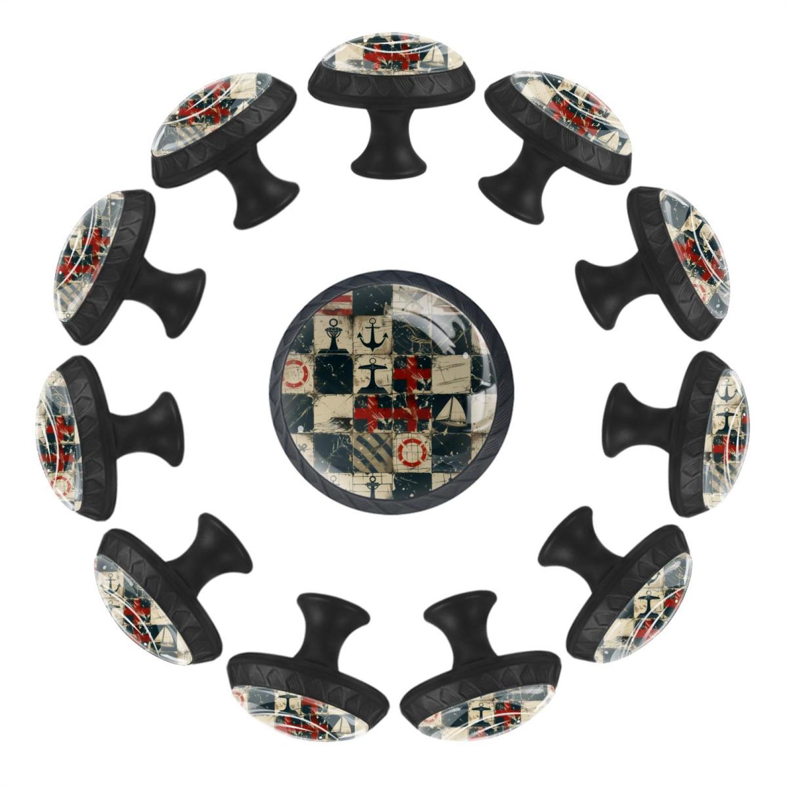 Nautical Style Marine Sailing Elements 35MM Round Glass Cabinet Knobs ...