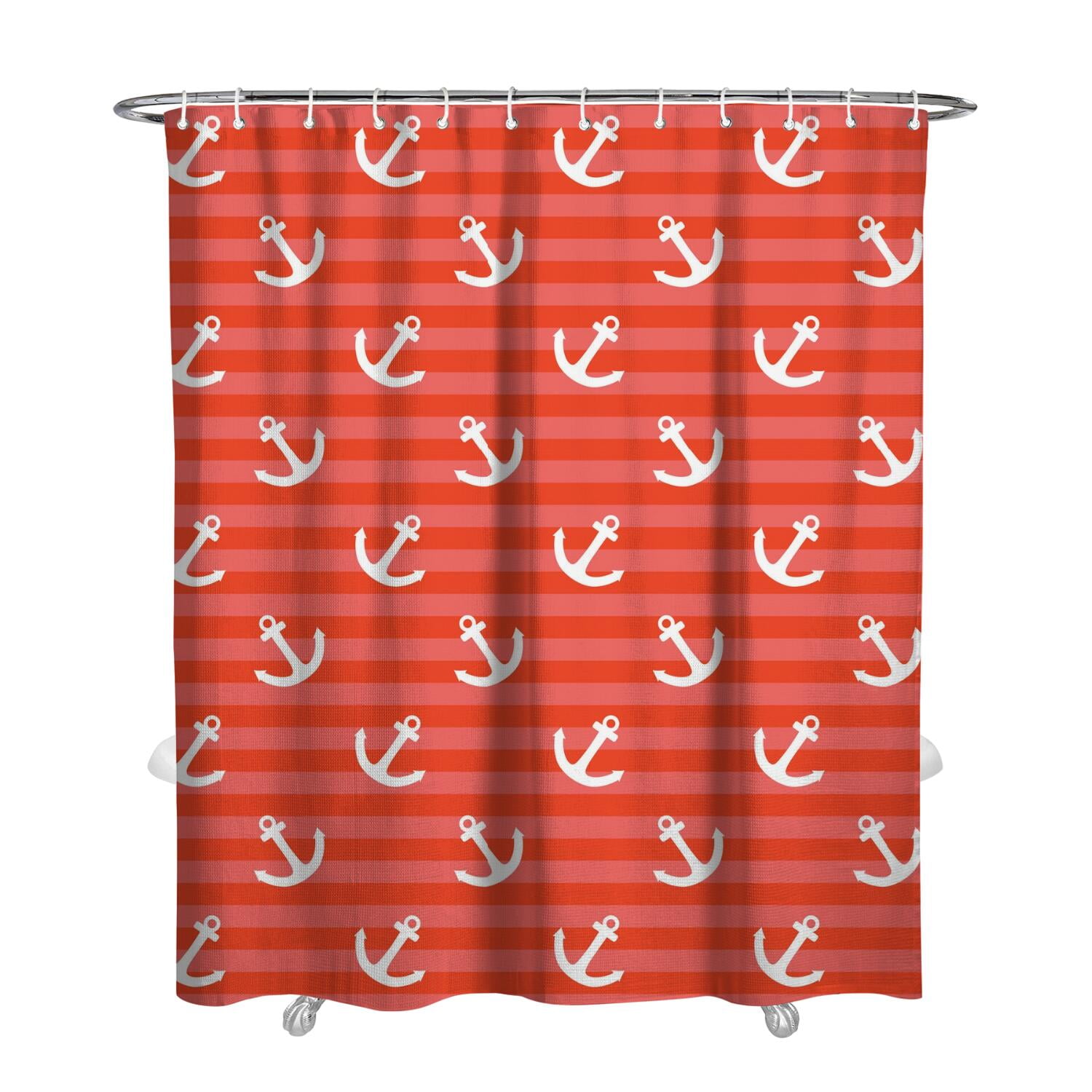 Nautical Style Polyester Shower Curtain 72x84, Waterproof with 12 ...