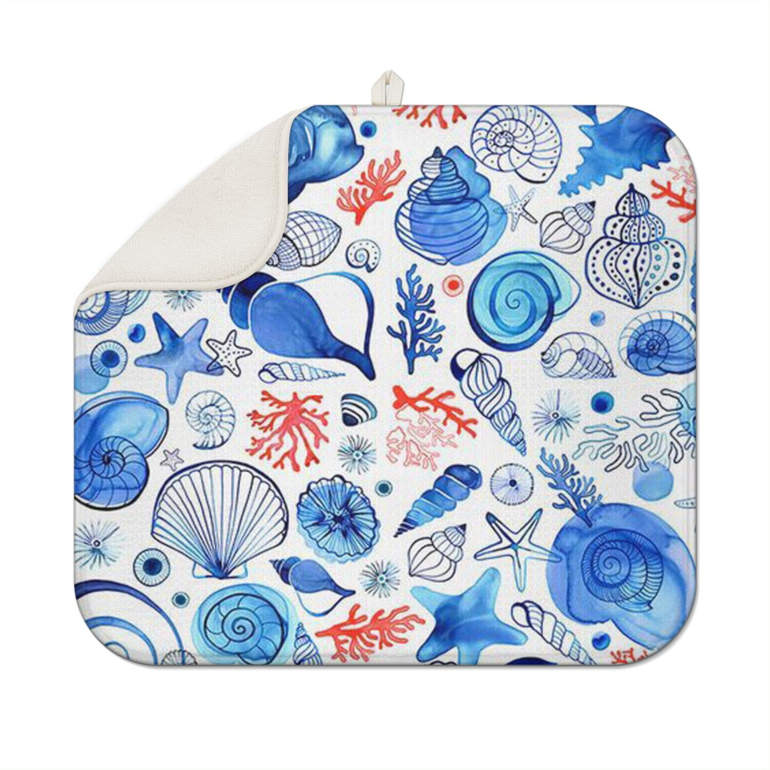 Nautical Summer Coffee Mat Beach Starfish Seahorse Ocean Marine Coral ...