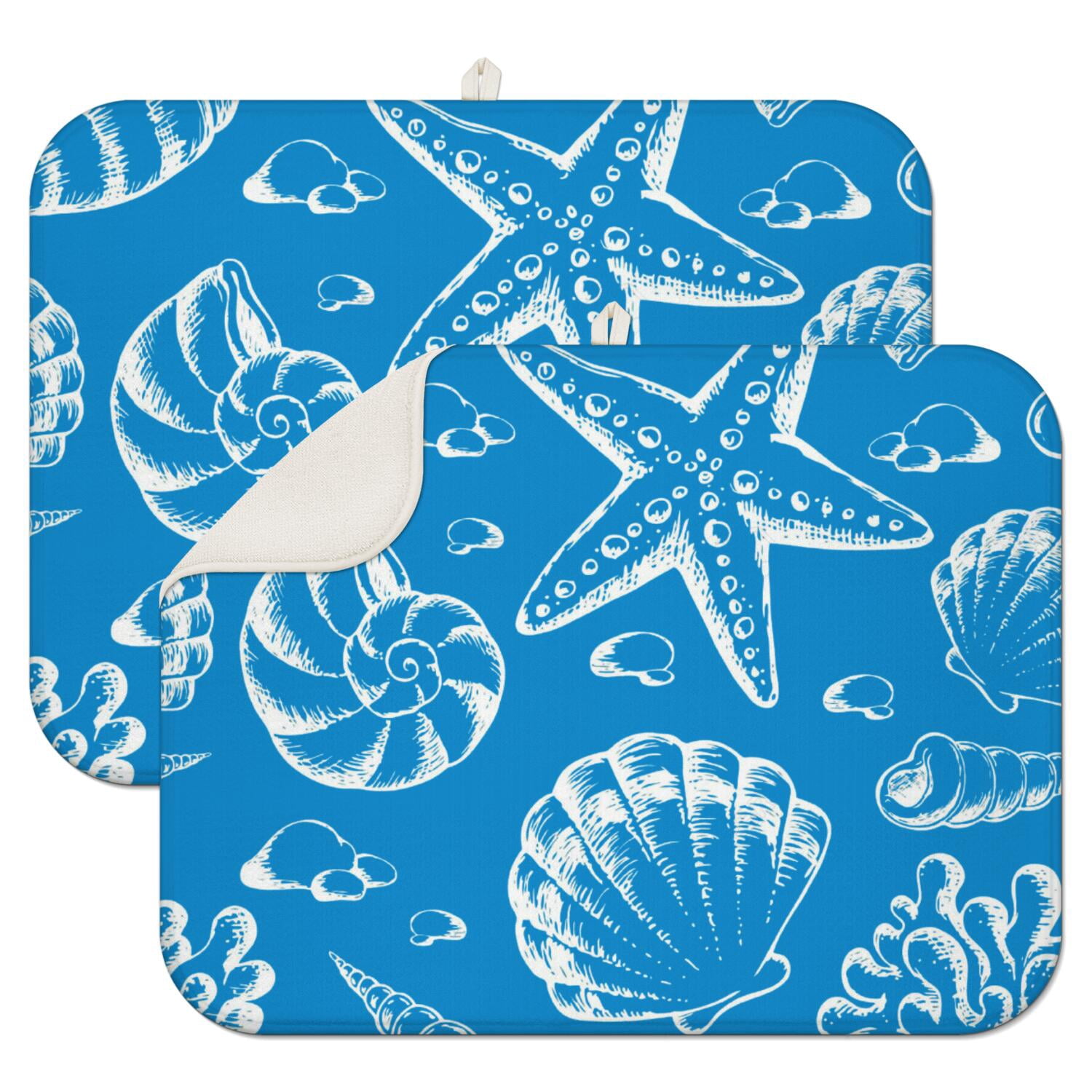 Nautical Summer Coffee Mat Beach Starfish Seahorse Ocean Marine Coral ...