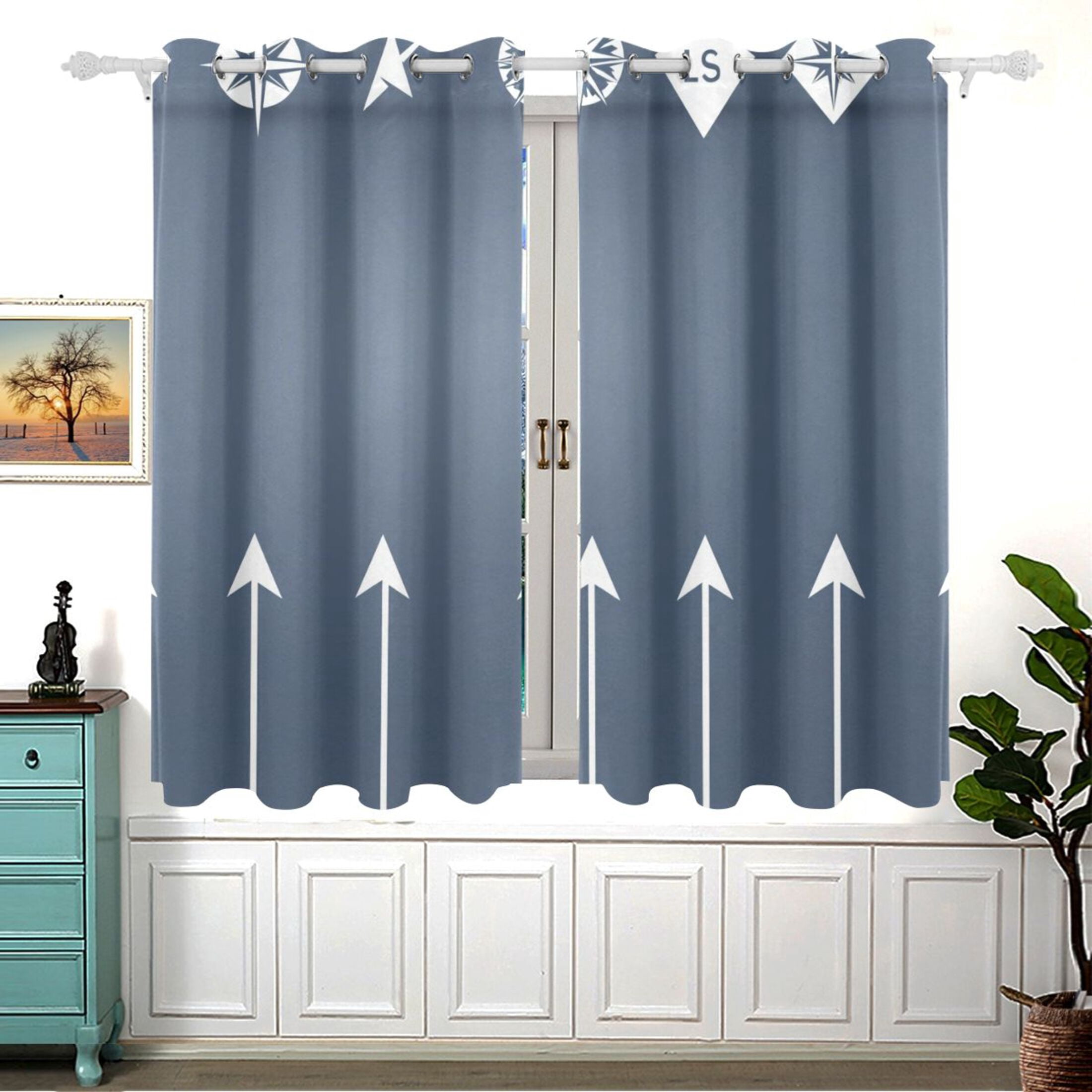 Nautical Symbols and Arrows 2 Panels 54x55 Inch Blackout Curtains ...