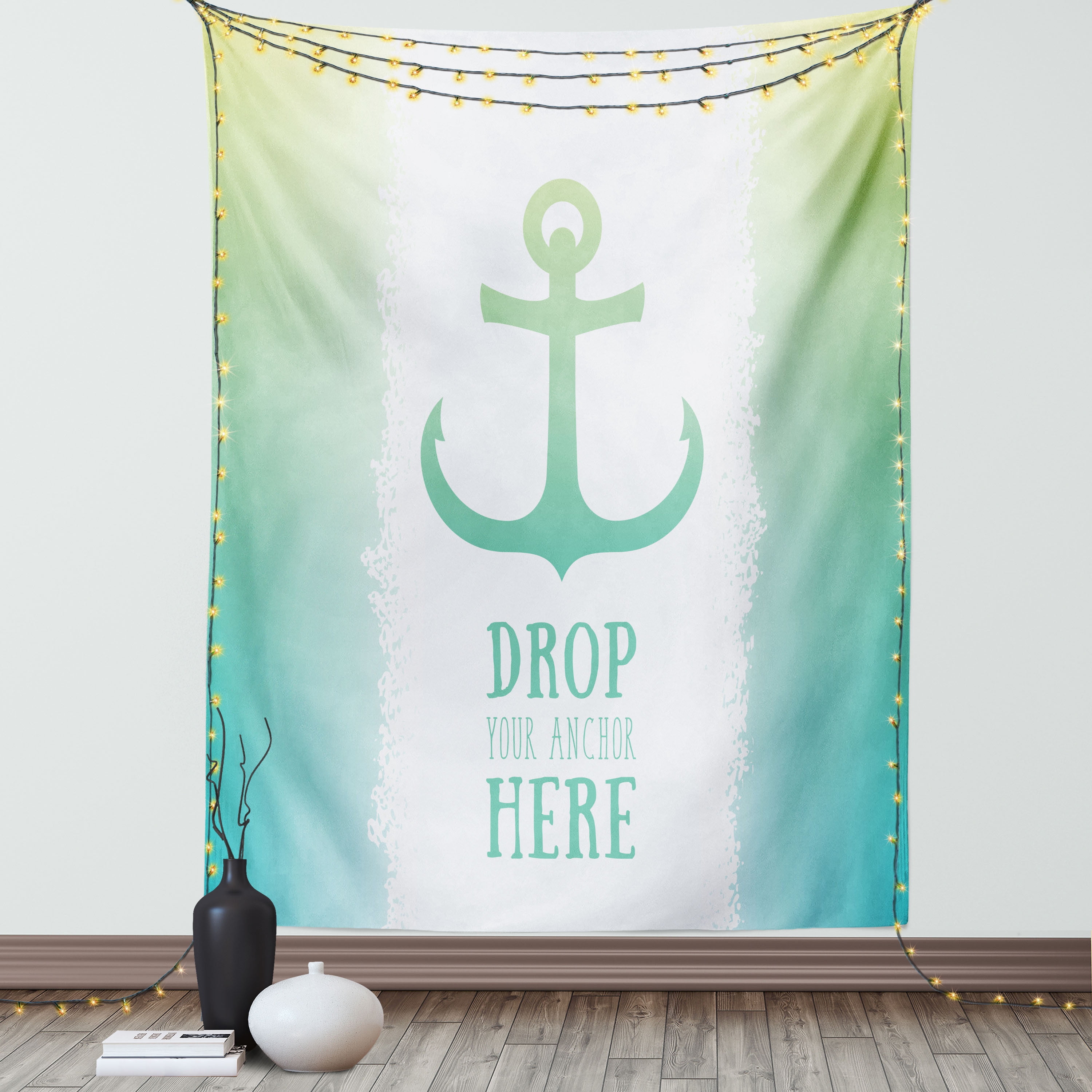 Nautical Tapestry, Anchor Icon Illustration Striped Two Colored ...