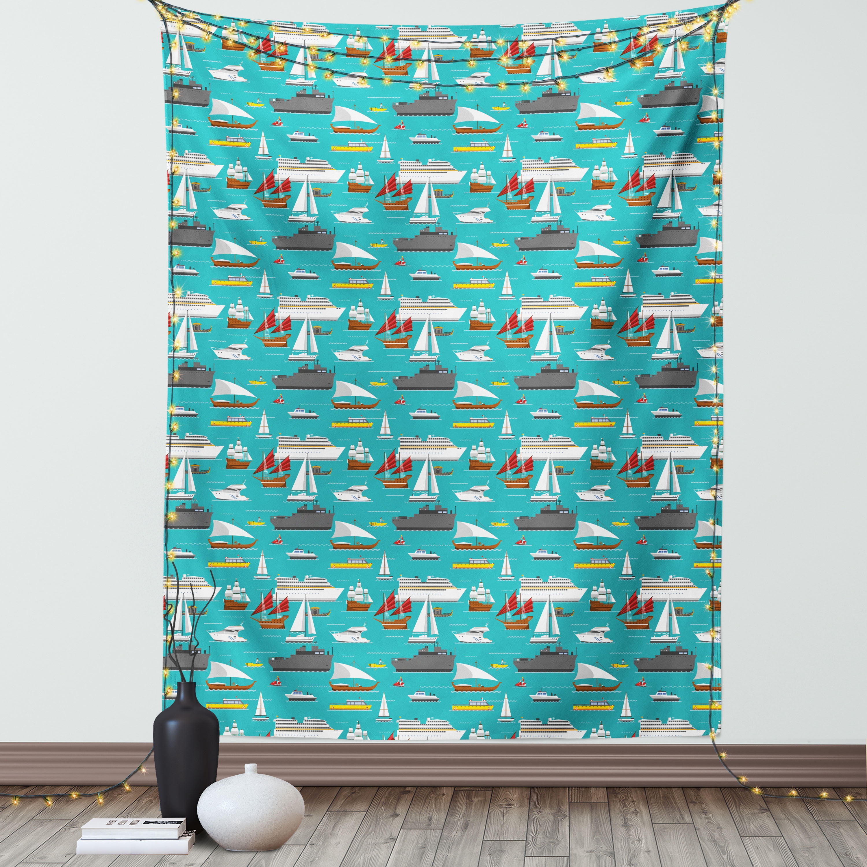 Nautical Tapestry, Demonstration of Sea Transport Items Cruise Sailboat ...