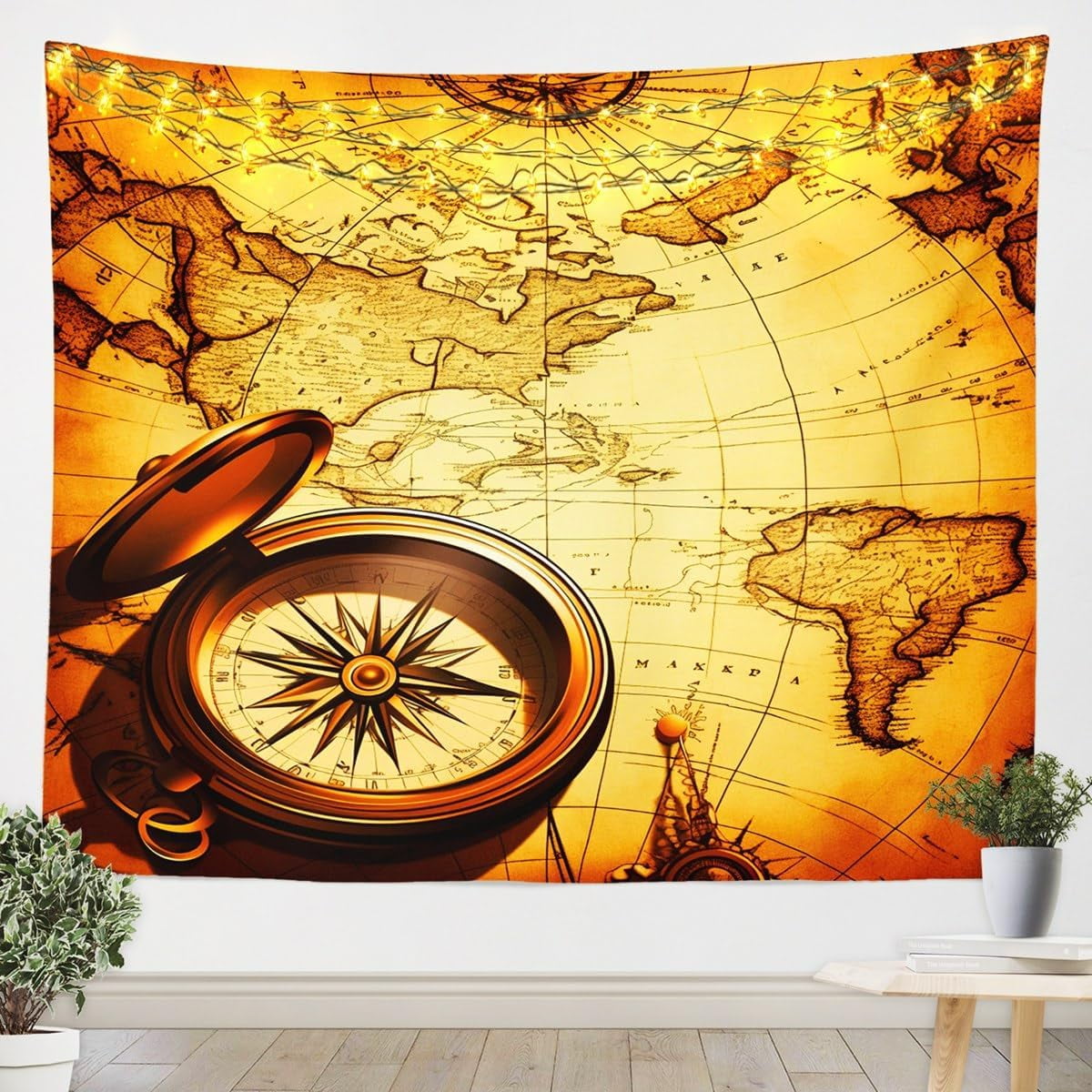 Nautical Tapestry Ocean World Map Compass Tapestries Large 60x80,Ocean ...