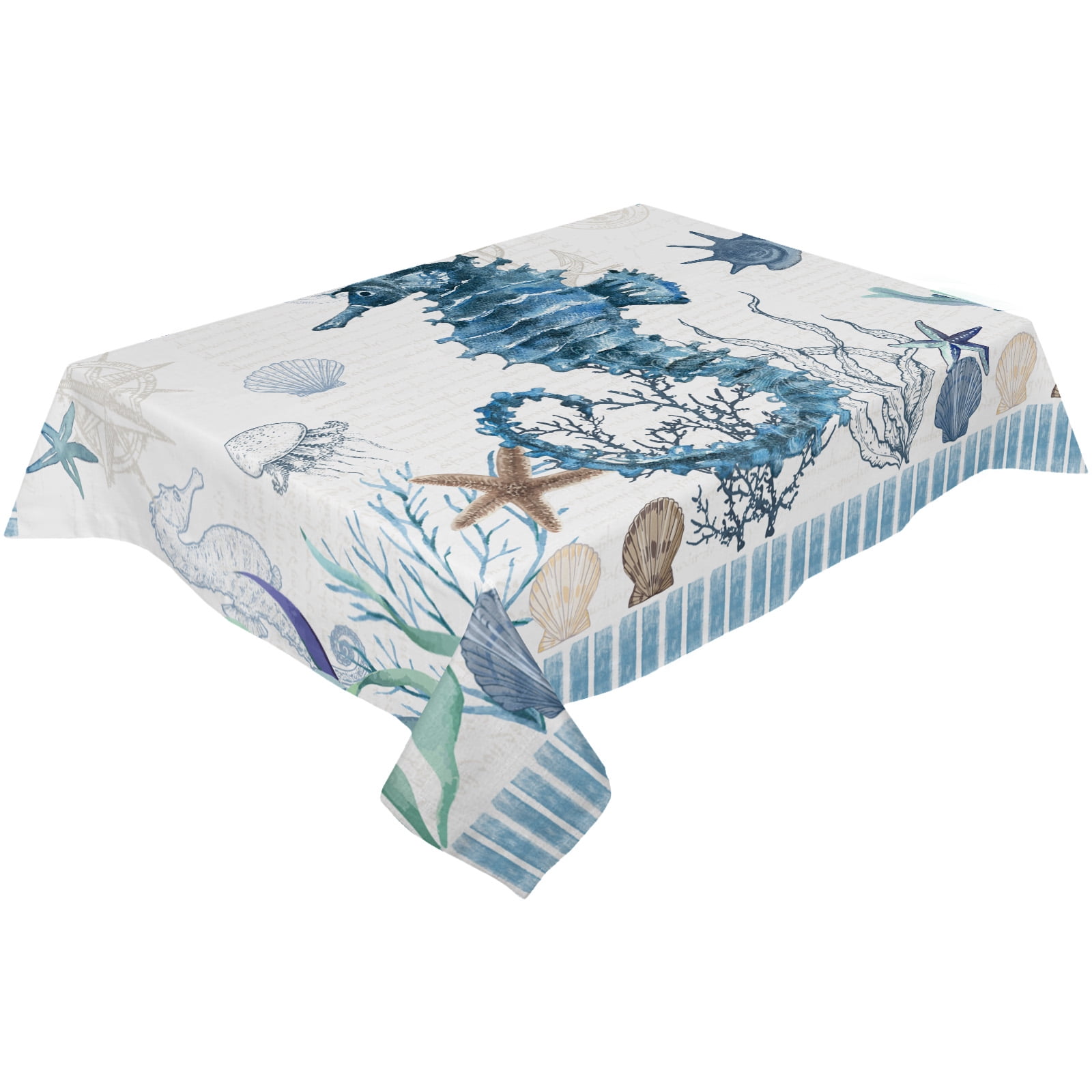 Nautical Theme Marine Life Series Seahorse Tablecloths Waterproof ...