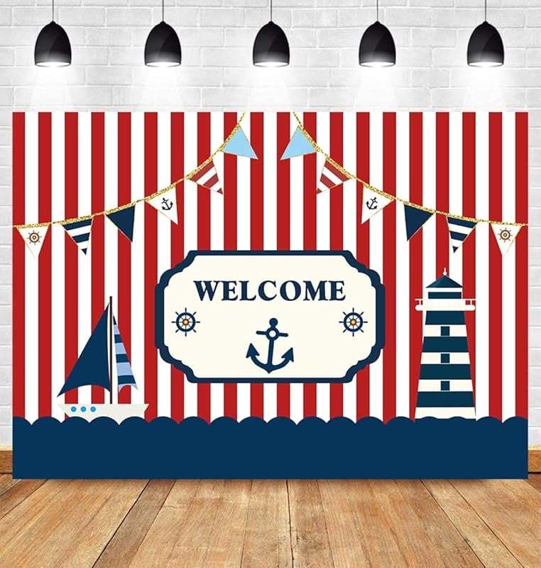 Nautical Theme Party Photography Backdrop Red White Striped Marine ...