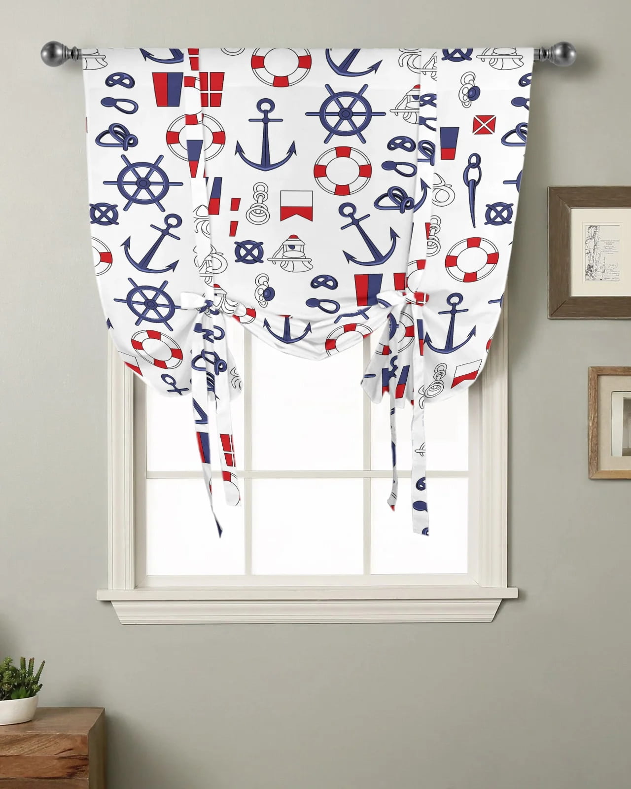 Nautical Theme Pattern Window Curtain for Living Room Roman Curtains ...