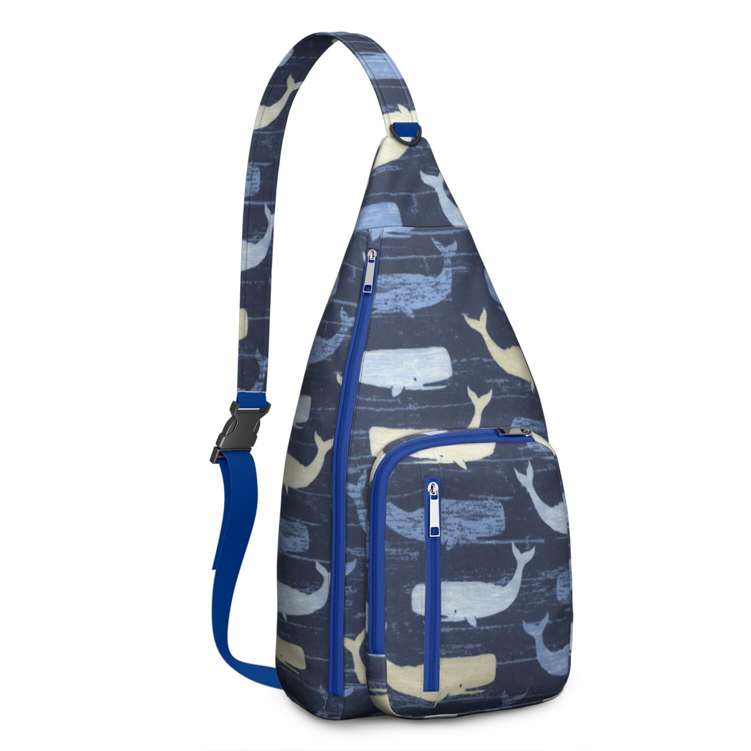 Nautical Theme Sling Backpack - Cute Whale & Dolphin Pattern, Water ...