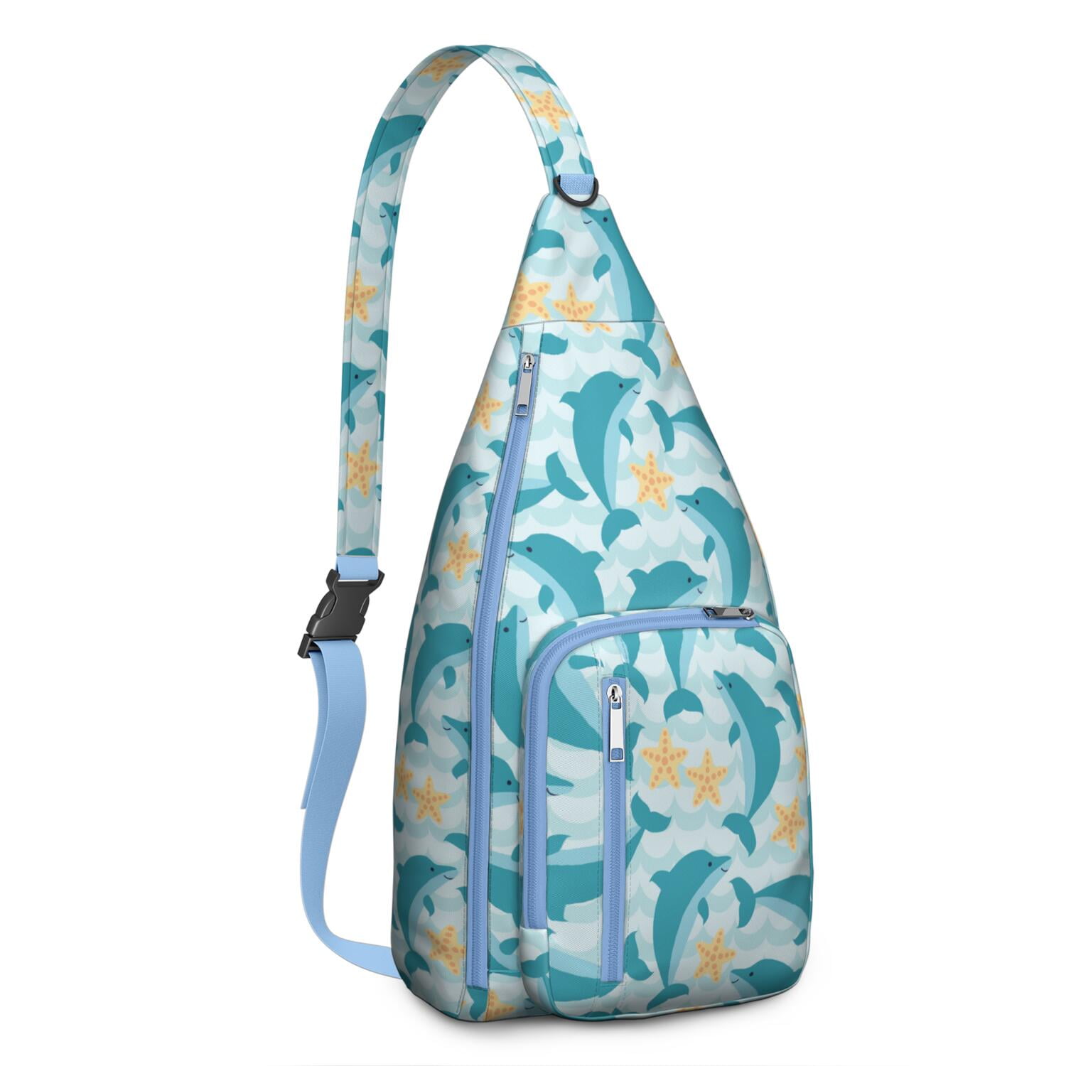 Nautical Theme Sling Backpack - Cute Whale & Dolphin Pattern, Water ...