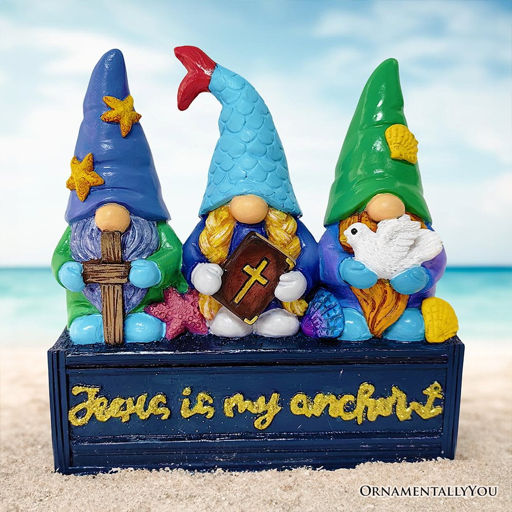 Nautical Themed Religious Gnome Figurine, Jesus is my Anchor 6" Beach ...