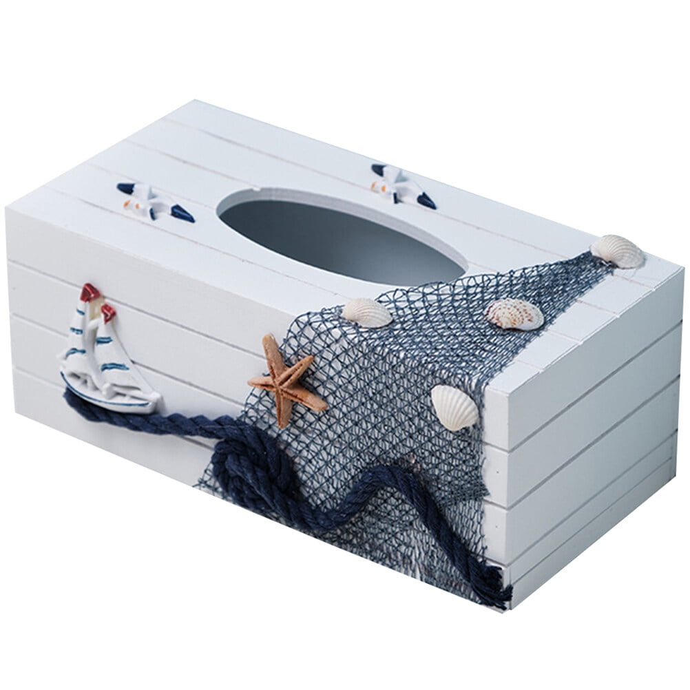 Nautical Tissue Box Cover Seashells Ocean Wind Tissue Box Home Decor ...