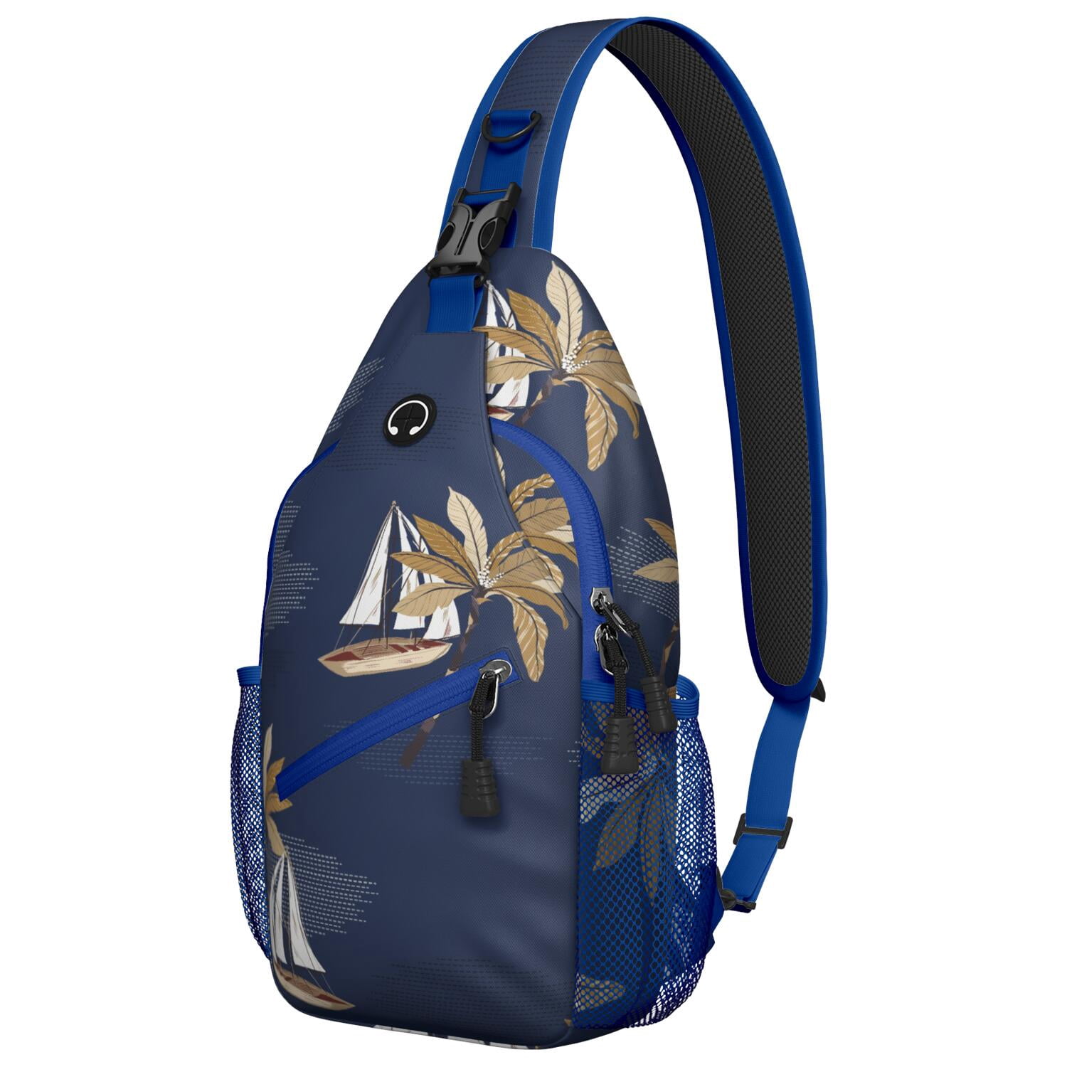 Nautical Tropical Sling Backpack, Hawaiian Island Paradise Crossbody ...
