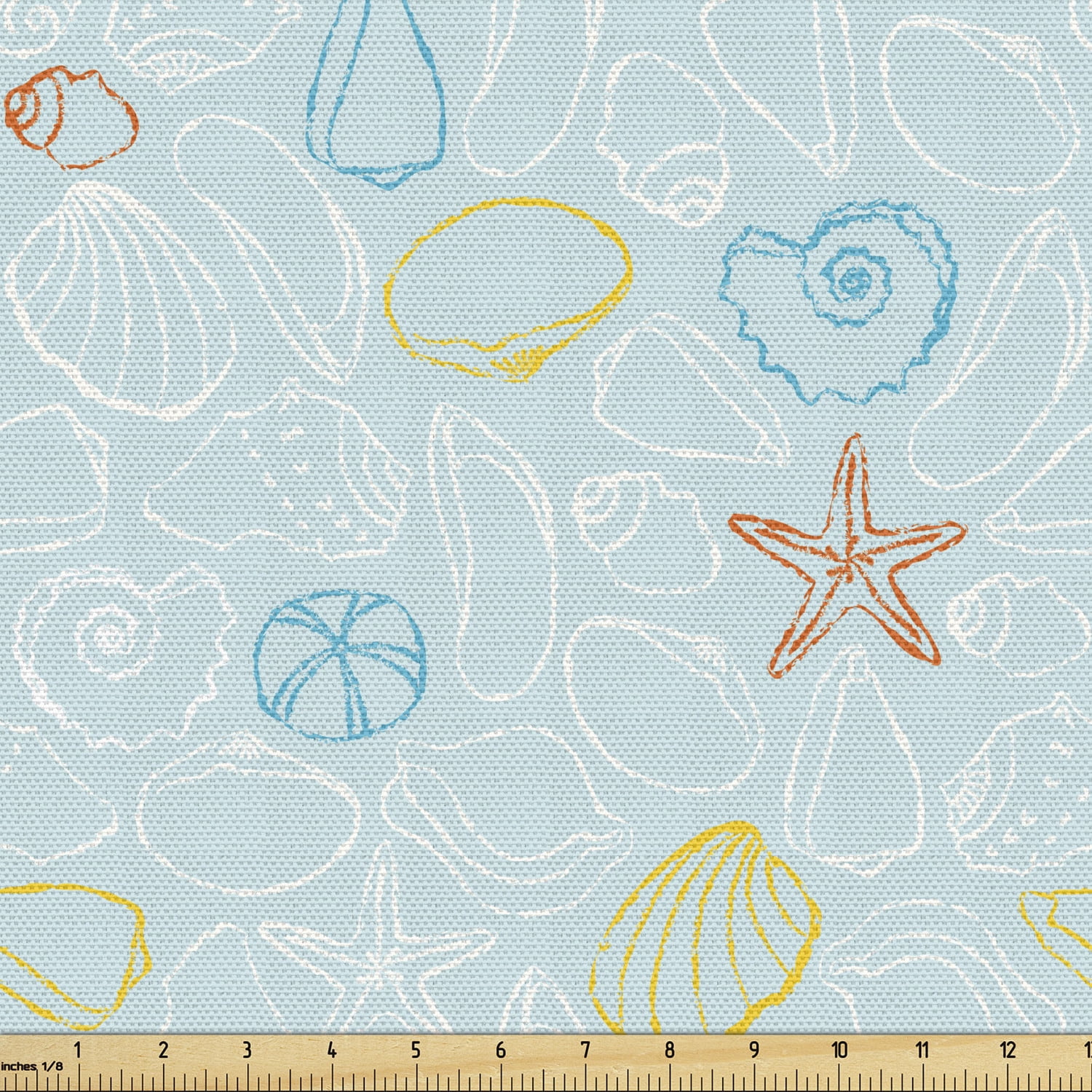 Ambesonne Nautical Fabric by the Yard Upholstery, Starfish Mollusk ...