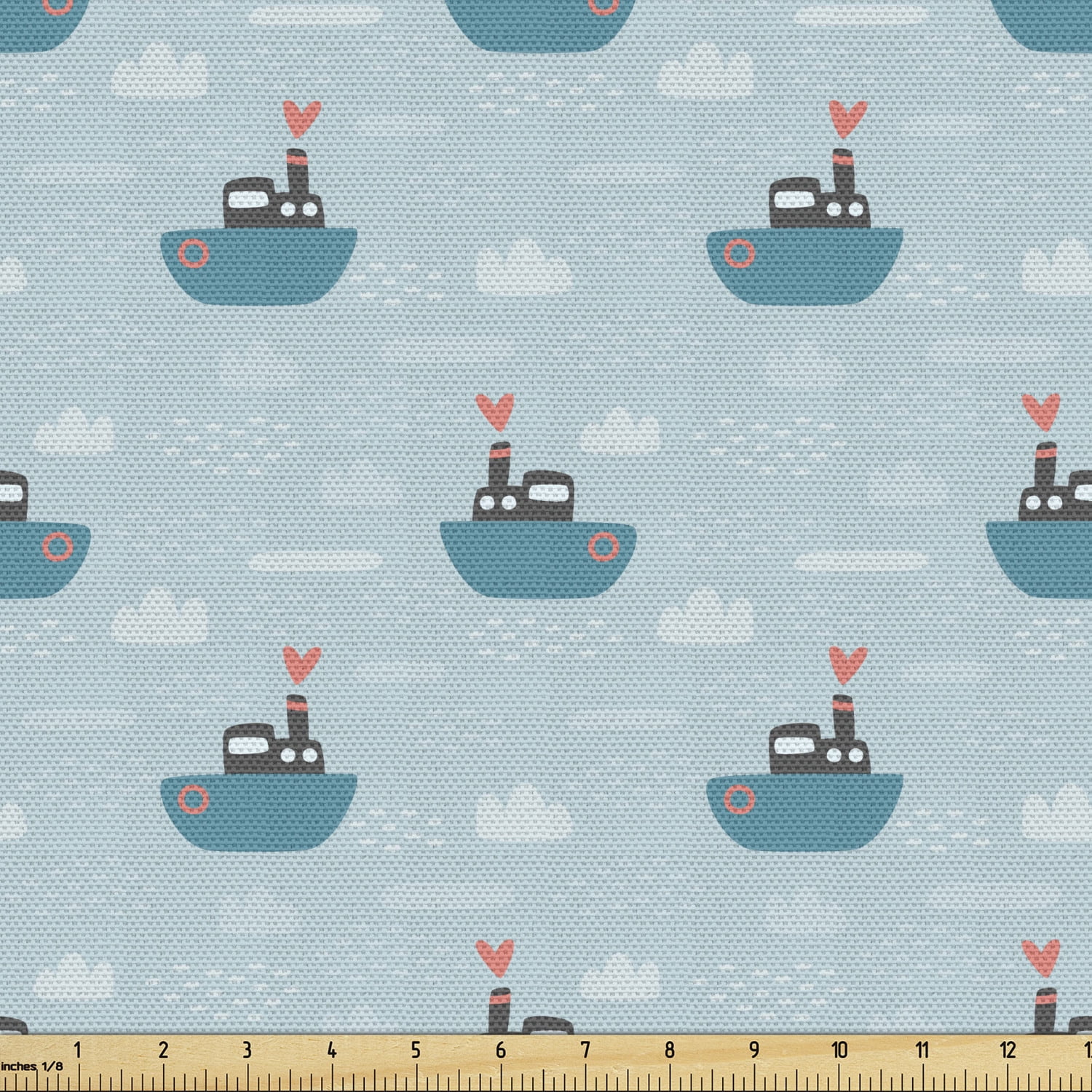 Ambesonne Nautical Fabric by the Yard Upholstery, Yachts Boats Sailing ...