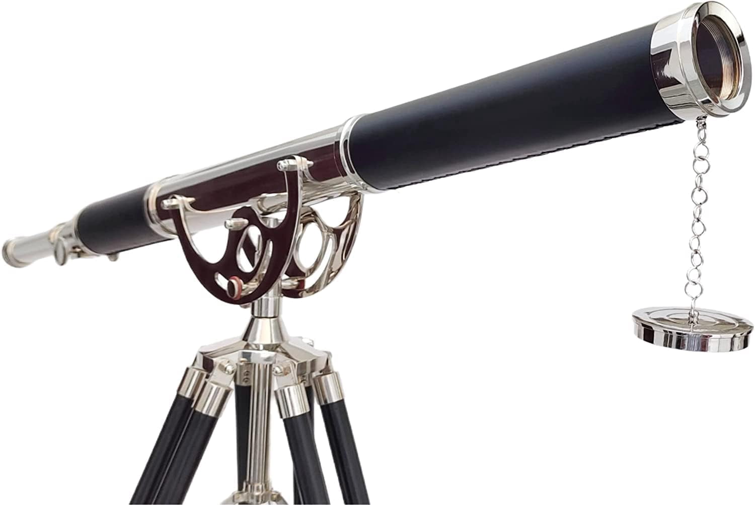 Nautical Vintage Solid Brass Marine Black Leather Telescope Single ...