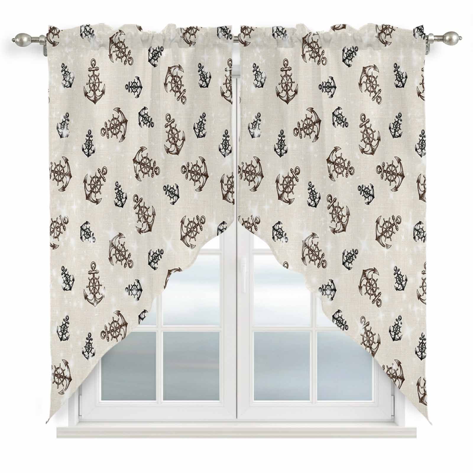 Nautical Vintage Swag Curtains for Kitchen/Bedroom/Living Room, Wooden ...