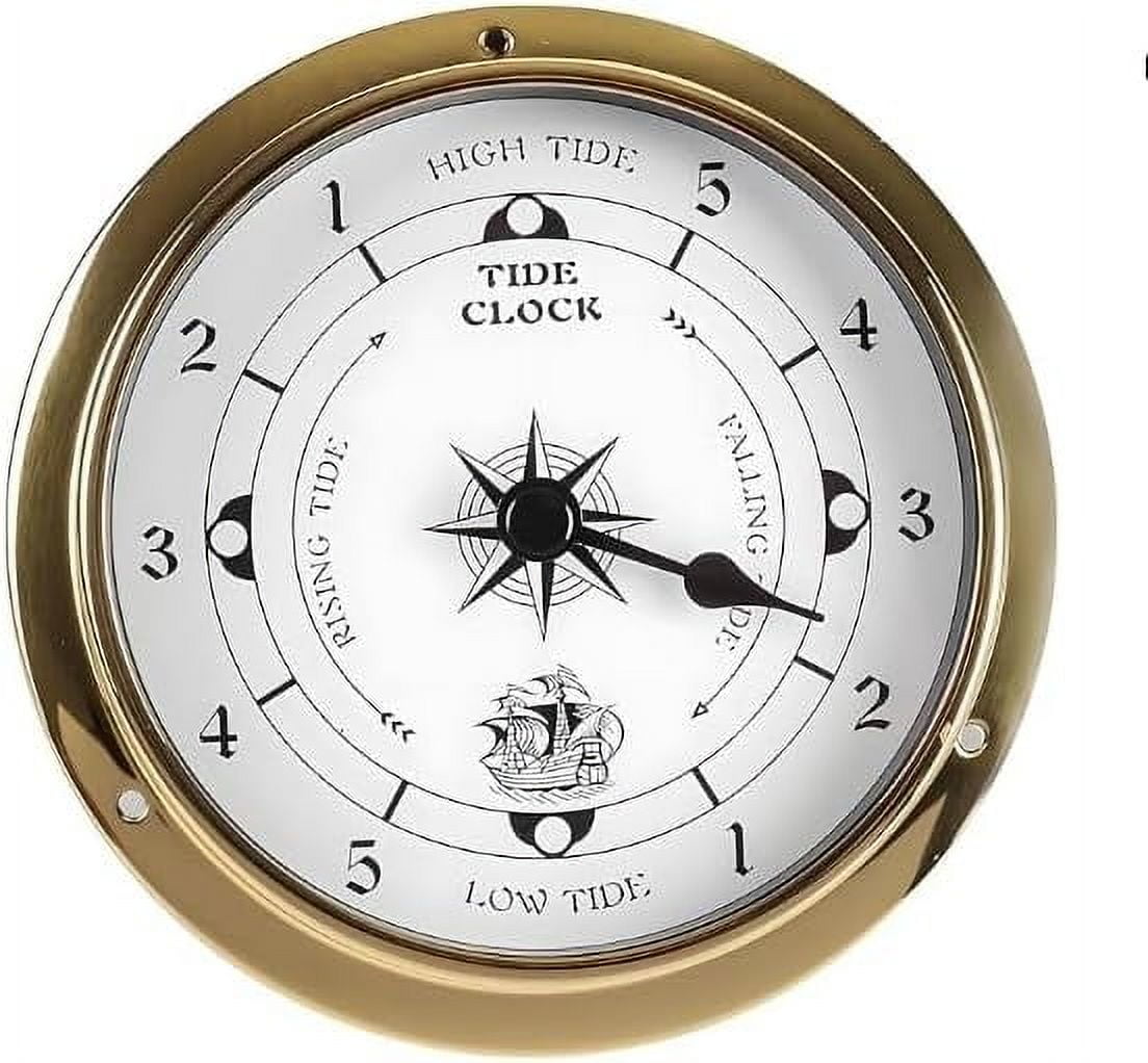 Nautical Wall Clock 4.5in, Brass Tide Clocks for East Coast High Tide ...