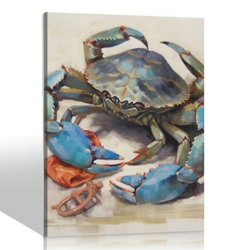 Nautical Wall Decor Beach Crab Canvas Wall Art, Warm Ocean Beach Theme ...