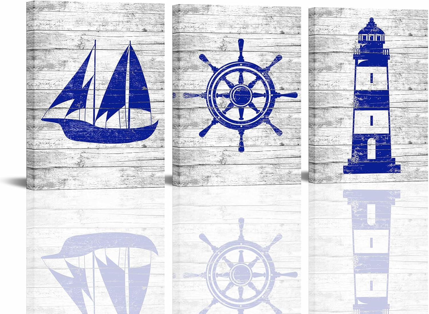 Nautical Wall Decor Lighthouse Sailboat Rudder Picture Wall Decor Ocean ...
