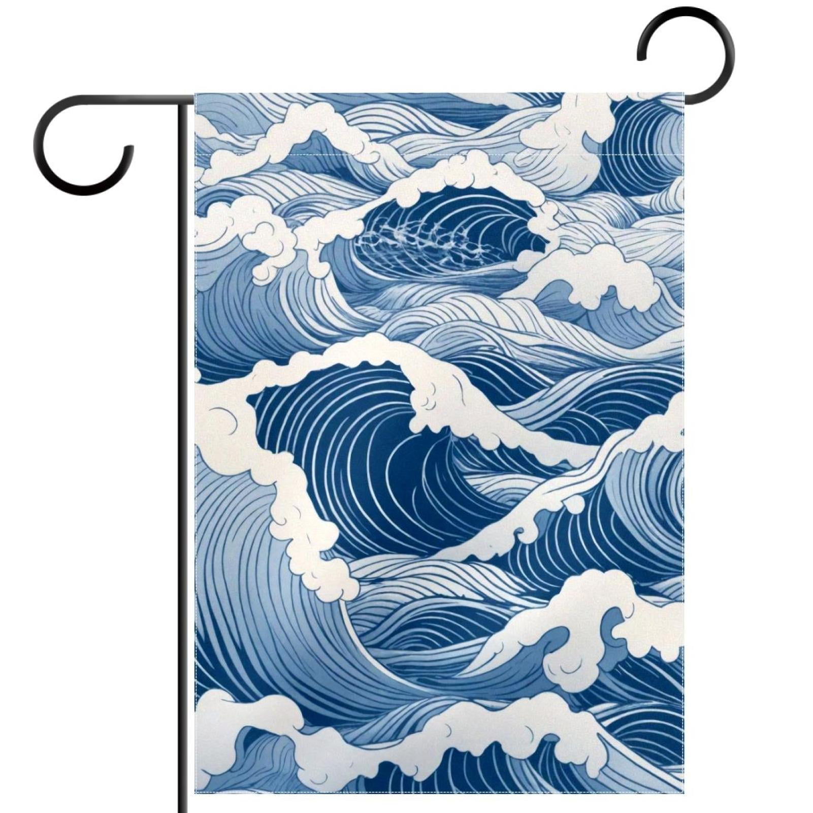 Nautical Waves White and Blue Color Decorative Garden Flag for All ...