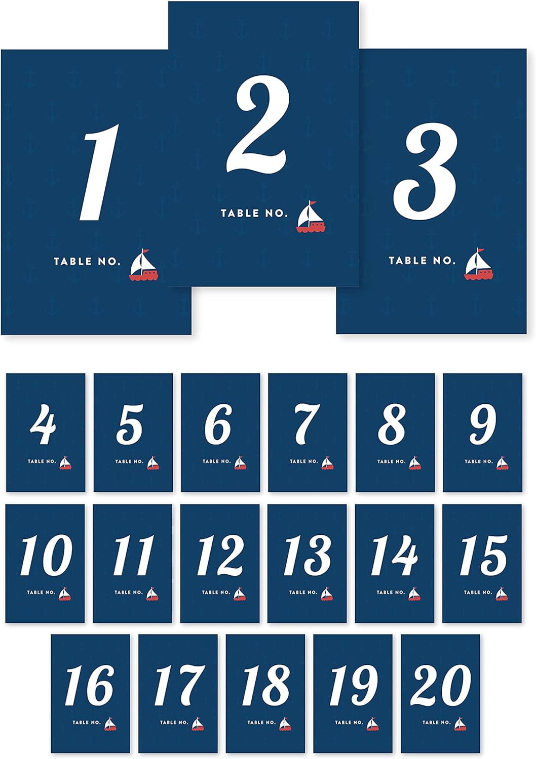 Nautical Wedding Table Numbers 1-20, 4x6-Inches Table Number Cards For ...