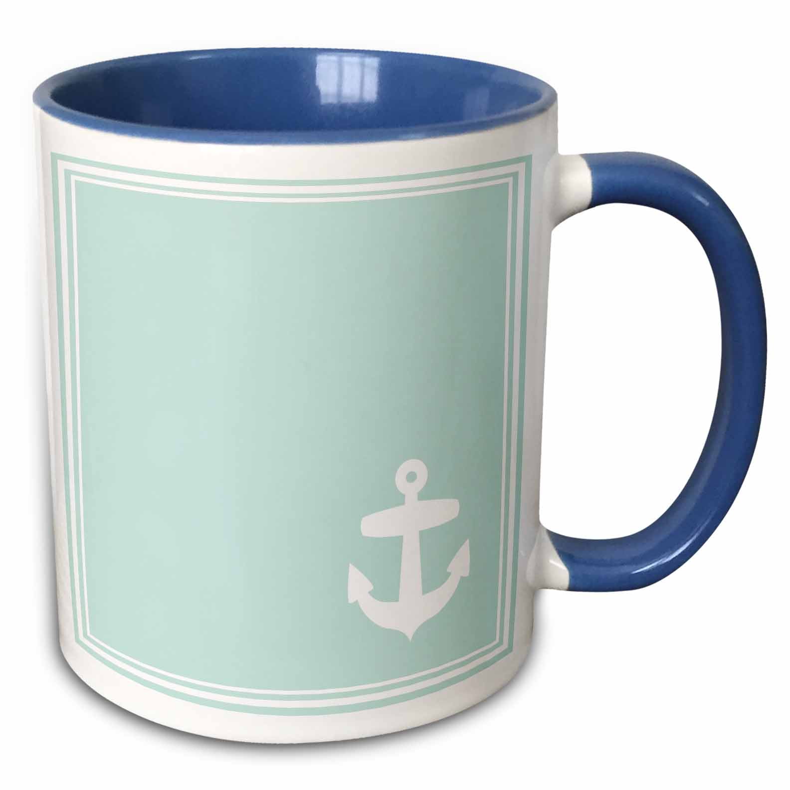 Nautical White Anchor in Corner on mint blue - modern contemporary ...