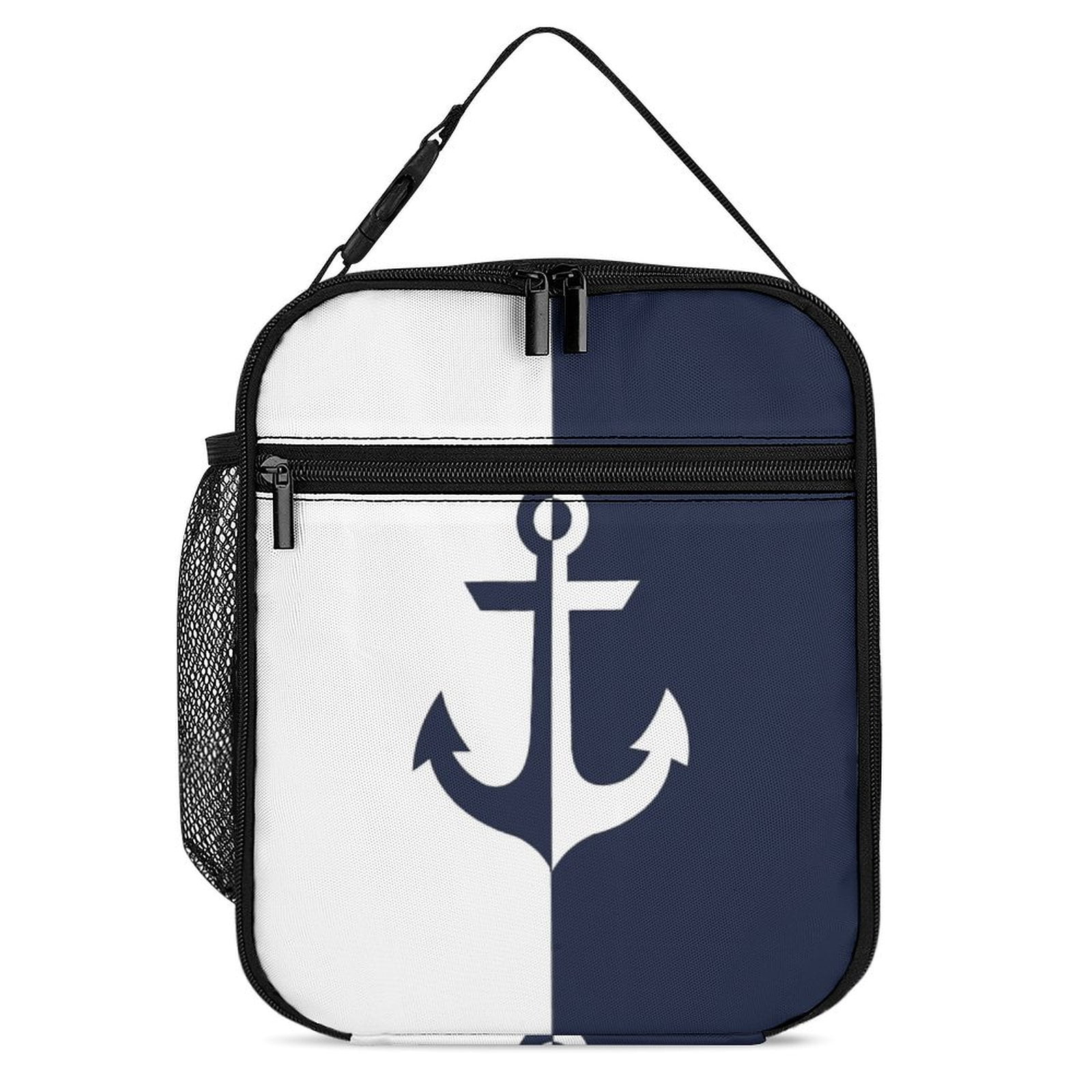 Nautical White And Navy Blue Anchor Lunch Bags for ,Cartoon Picnic Bags ...