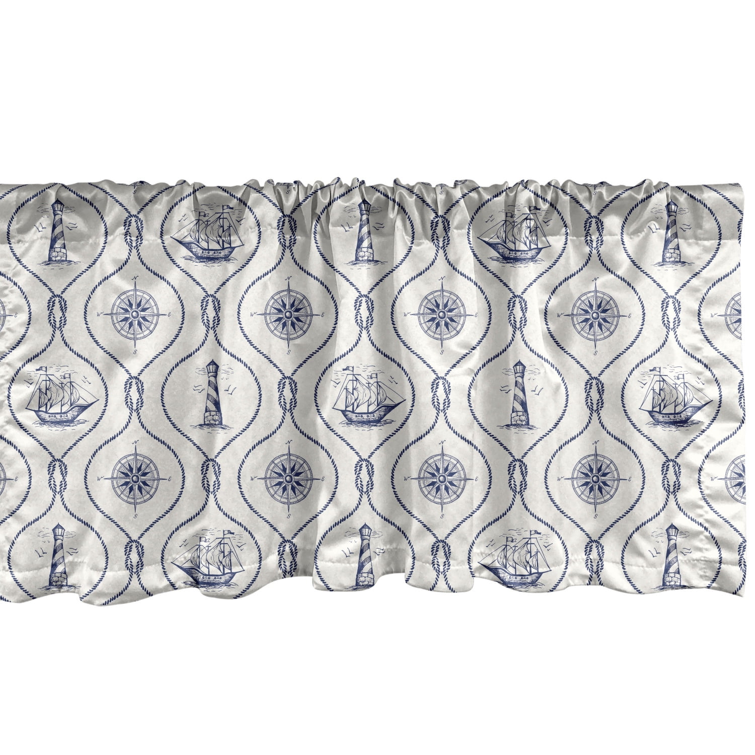 Ambesonne Nautical Valance Pack of 2, Anchor Ship and Boat, 54"X12 ...