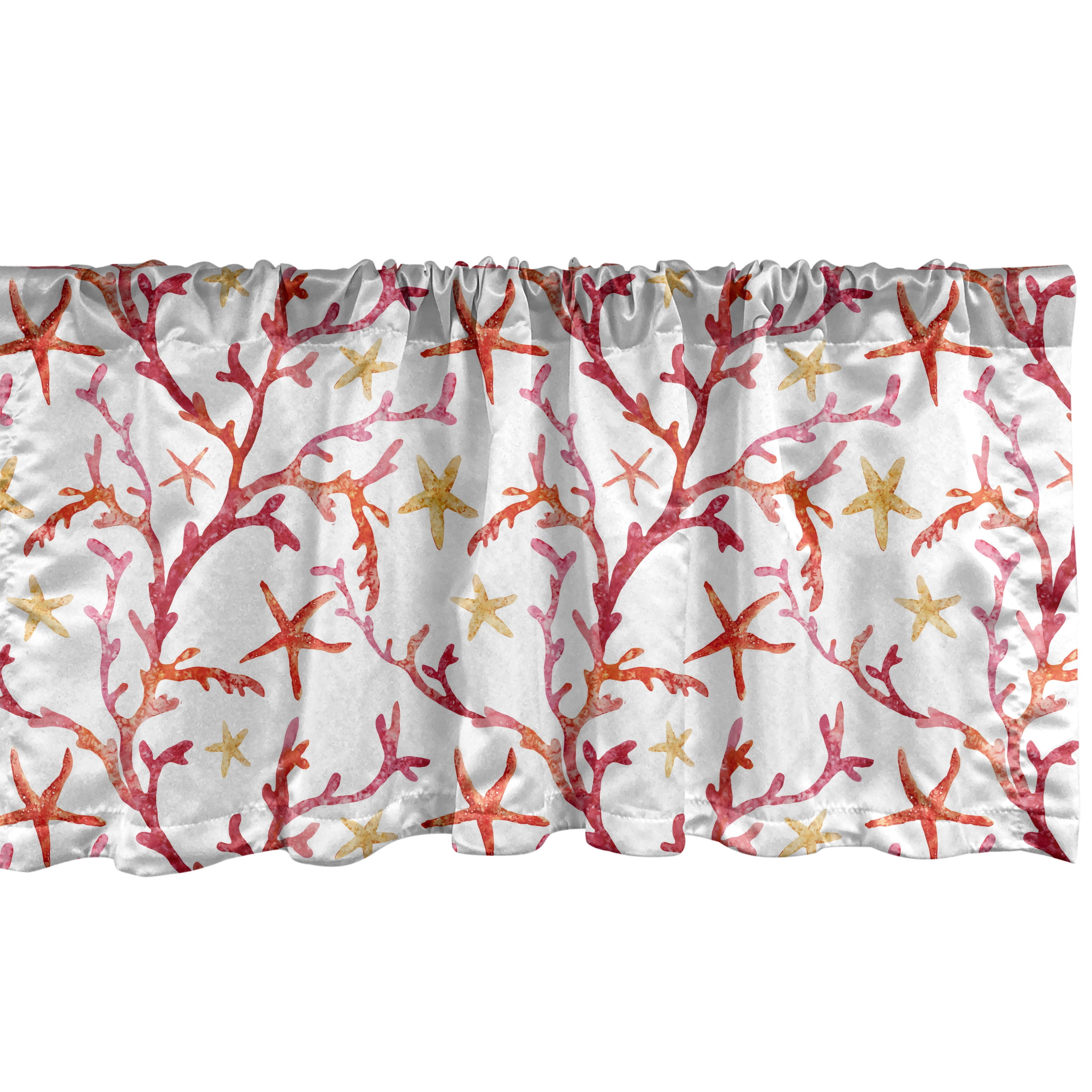 Ambesonne Nautical Valance Pack of 2, Corals Crabs Shells Marine, 42 ...