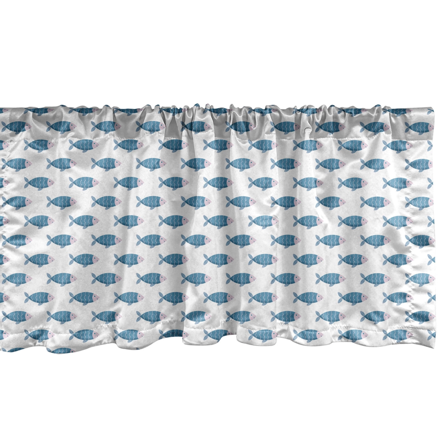 Ambesonne Nautical Valance Pack of 2, Happy Marine Ocean Fishes, 54"X18 ...