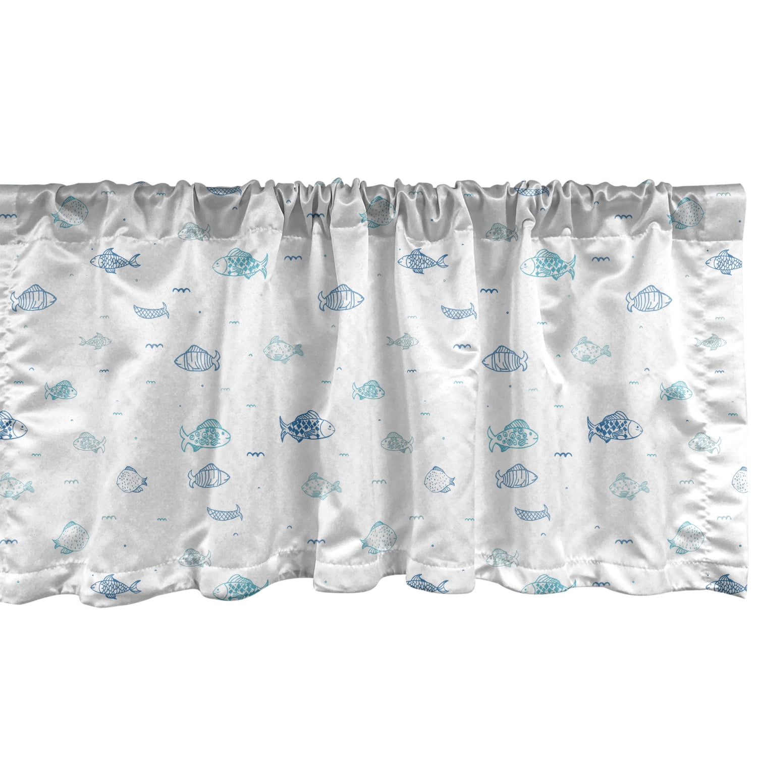 Ambesonne Nautical Valance Pack of 2, Style Fish Motifs, 54"X12", Sky ...