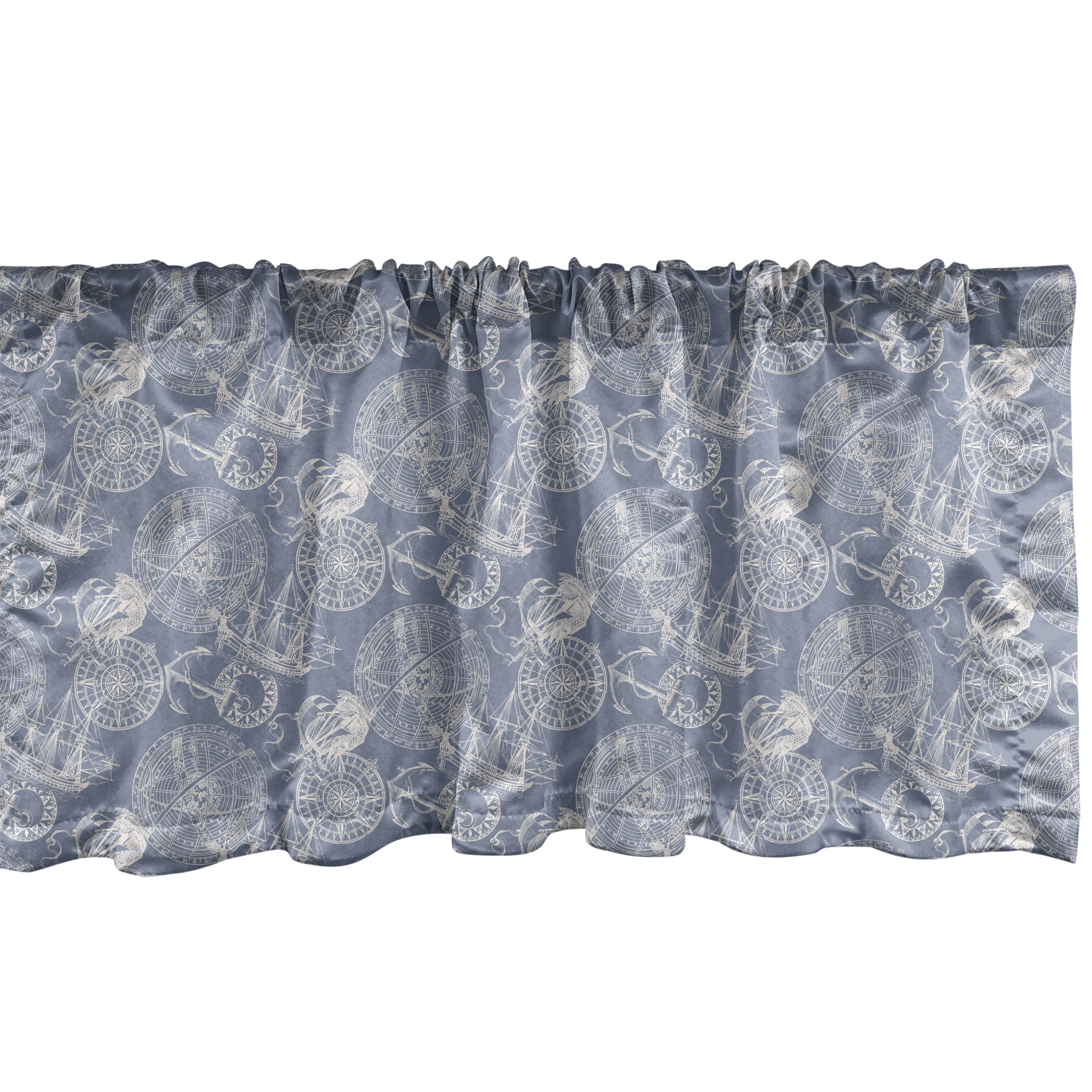 Ambesonne Nautical Valance Pack of 2, Sail Boats Anchor Ship, 54"X12 ...