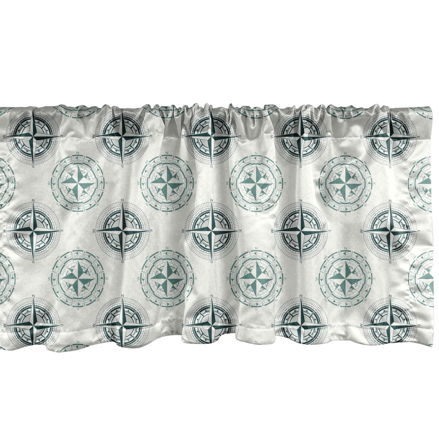 Nautical Window Valance Pack of 2, Windrose Circles Ship Yacht ...