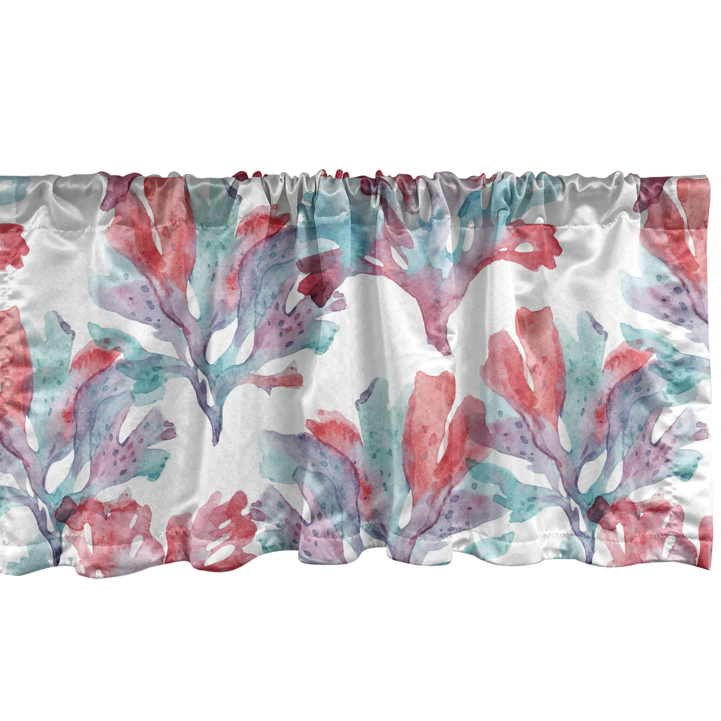 Nautical Window Valance, Watercolor Style Repetitive Corals ...