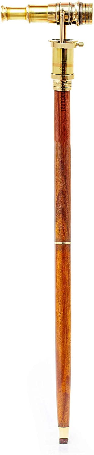 Nautical Wooden Walking Cane with Expendable Spyglass Handle | Maritime ...