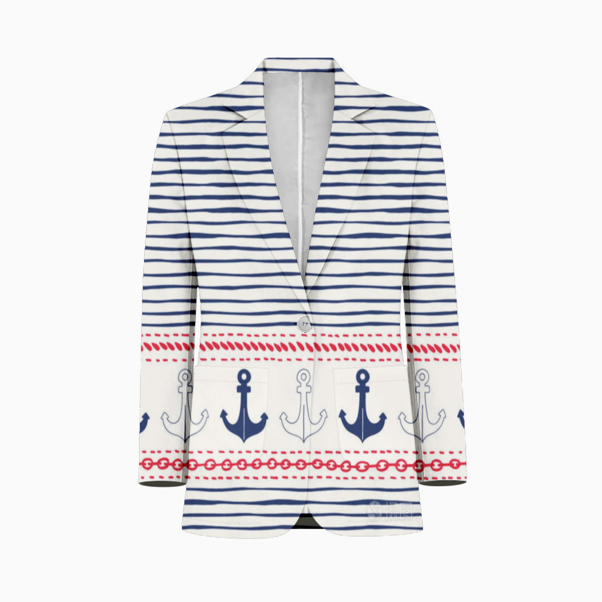 Nautical pattern with stripes and anchors Customized Men's Suits full ...