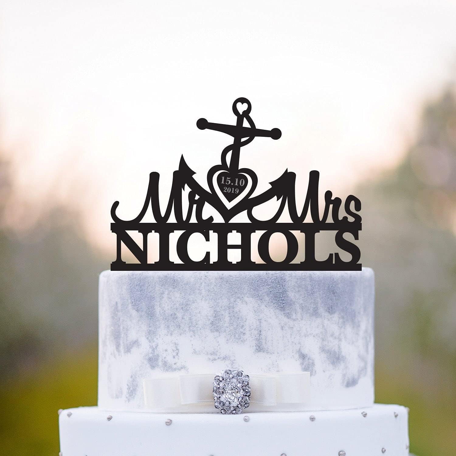 Nautical wedding cake topper,Anchor cake topper,anchor wedding cake ...