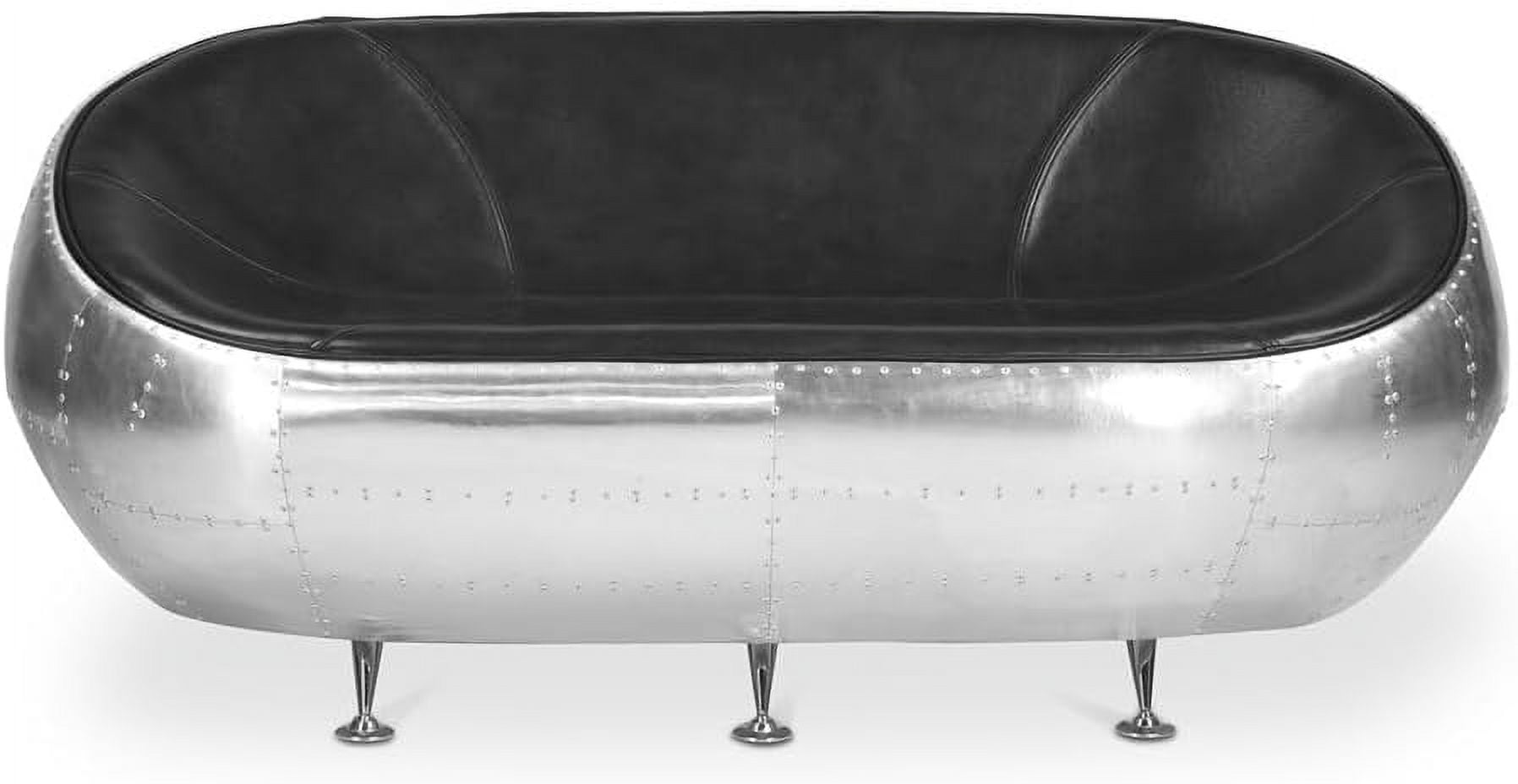 NauticalMart 2 Seater Sofa Aviator Design Aluminum & Leather Aviator ...