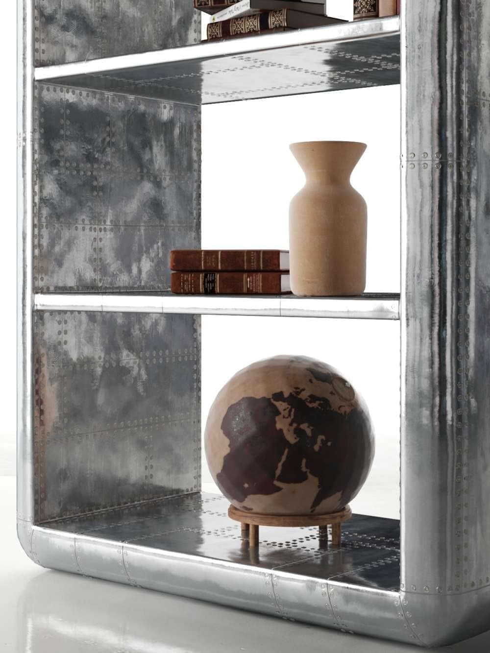 NauticalMart Aluminum Aviator Industrial Metal Bookcase - Silver Home ...