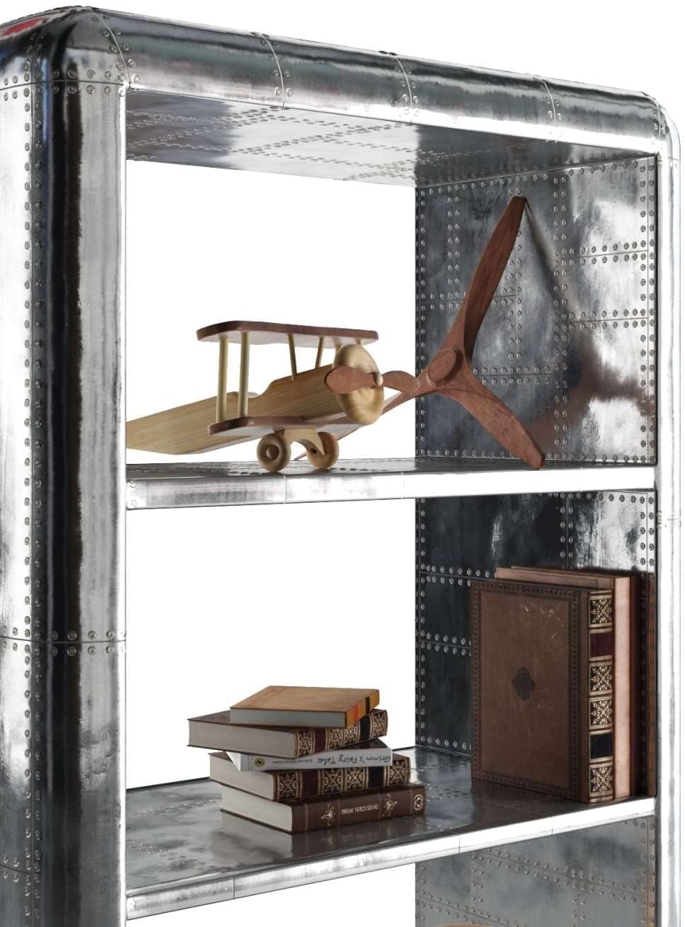 NauticalMart Aluminum Aviator Industrial Metal Bookcase - Silver Home ...