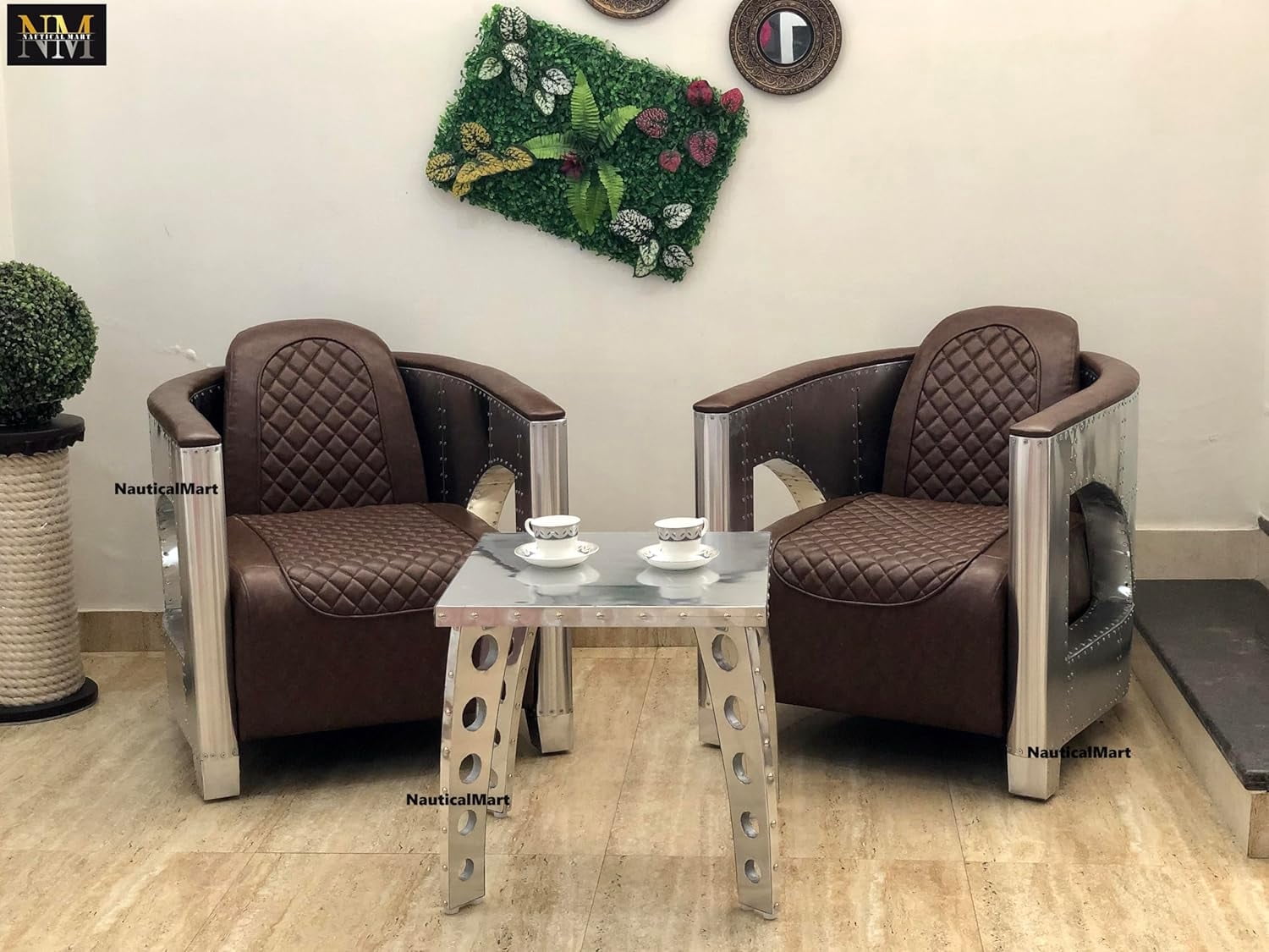 NauticalMart Aluminum Aviator Spitfire Sofa Chair Wing Desk Coffee ...