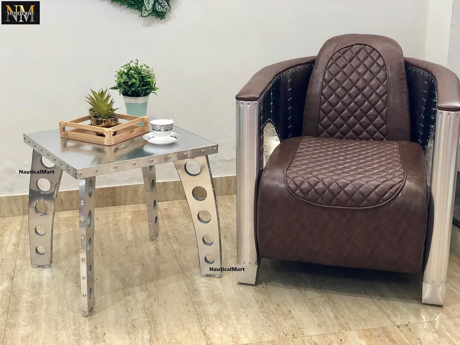 NauticalMart Aluminum Aviator Spitfire Sofa Chair Wing Desk Coffee ...
