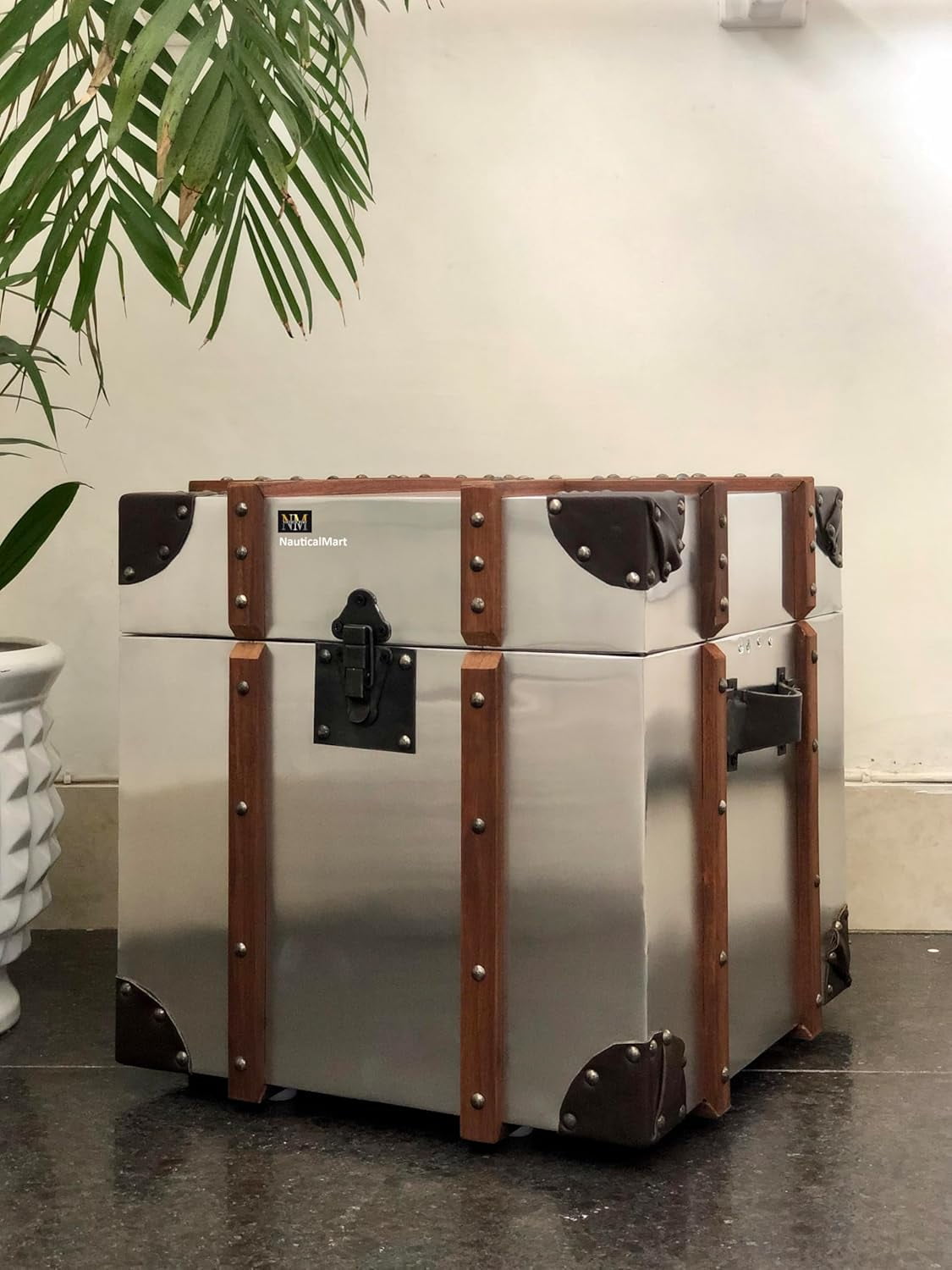 NauticalMart Aluminum Trunk Coffee Table Bedside Night Stand Aviator ...