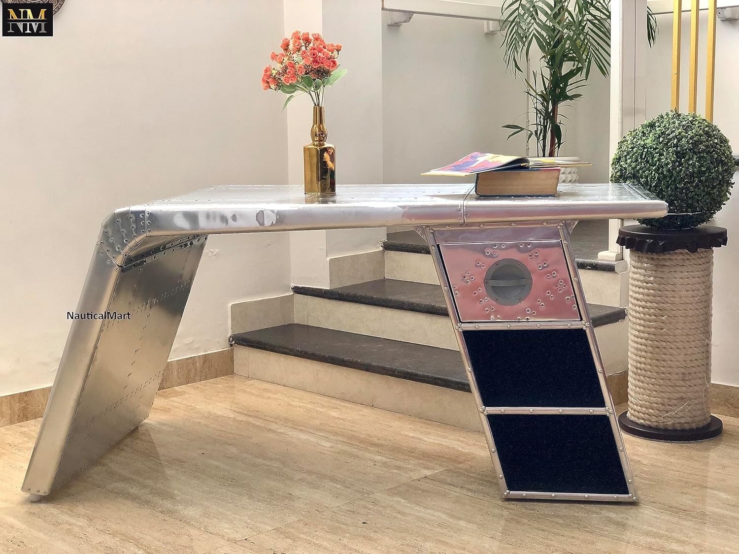 Nautical Aviator Airplane Wing Desk Aluminium Table Aviator Home Office ...