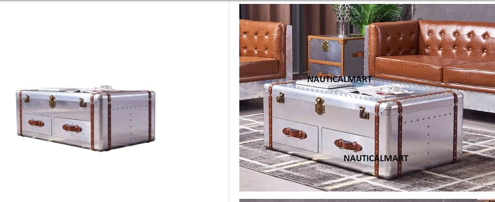 NauticalMart Aviator Coffee Table Aluminum Aviation Vintage Aviator ...